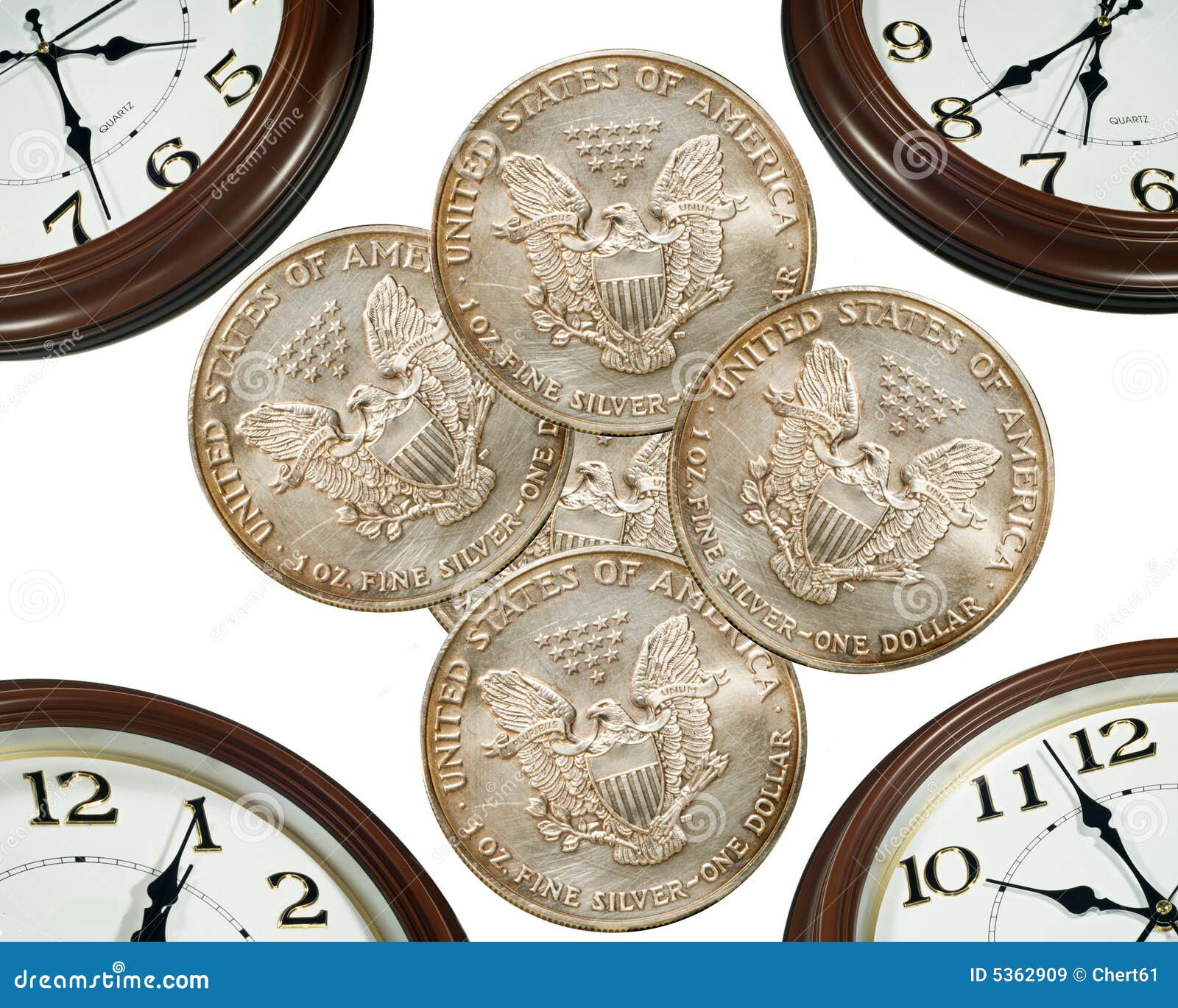 Clock & money stock illustration. Illustration of coin - 5362909