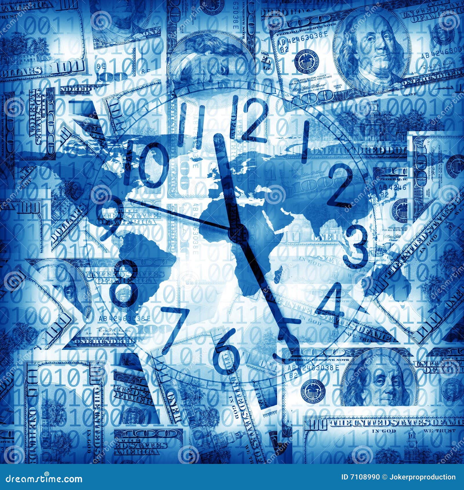 Clock and money stock illustration. Illustration of finance - 7108990