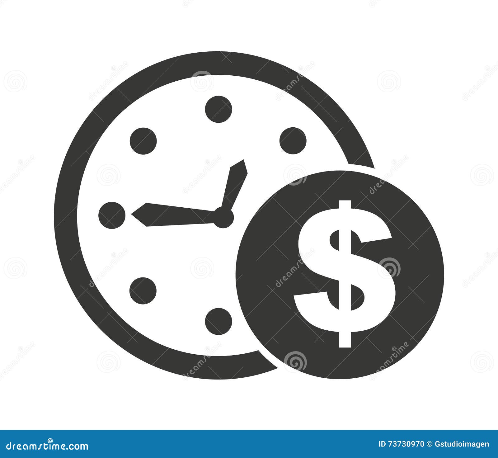 Clock and Money Isolated Icon Design Stock Illustration - Illustration ...