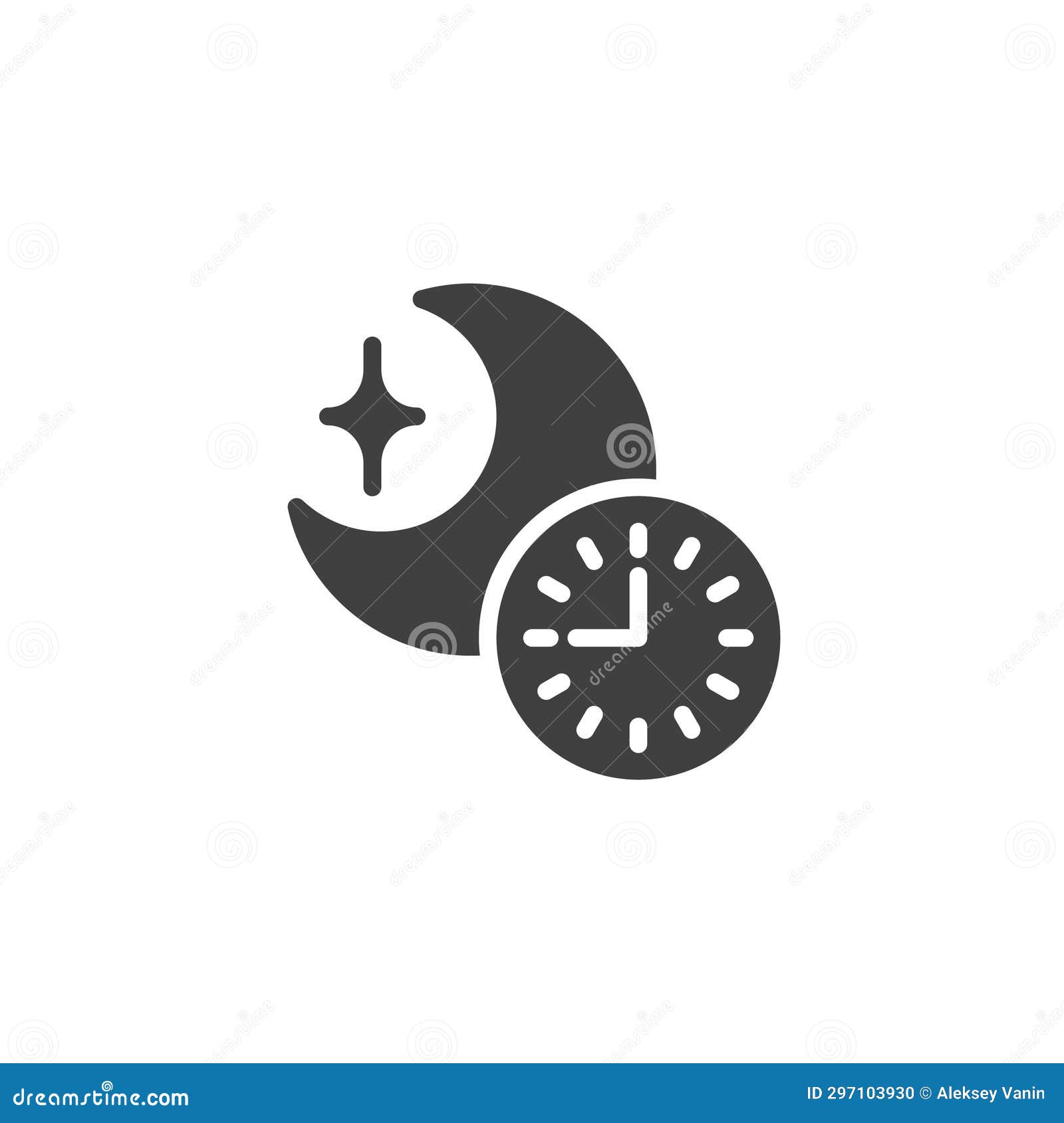 Clock and moon vector icon stock illustration. Illustration of watch ...