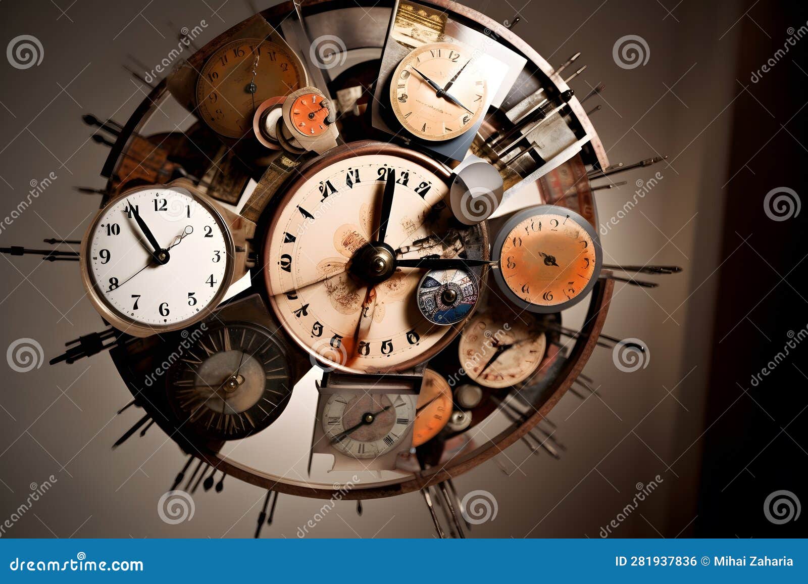 A Clock With Multiple Hands Moving At Different Speeds, Representing ...