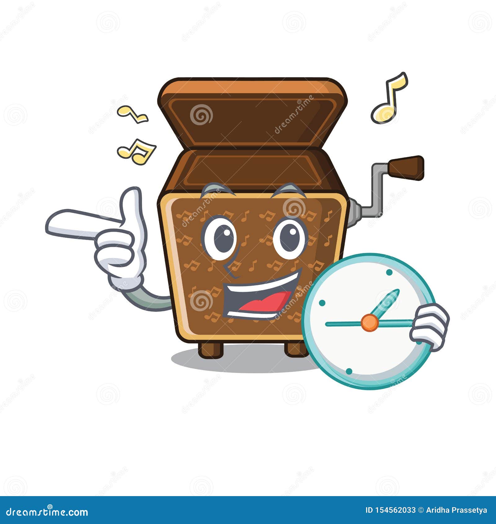 With Clock Music Box Isolated with the Cartoon Stock Vector ...