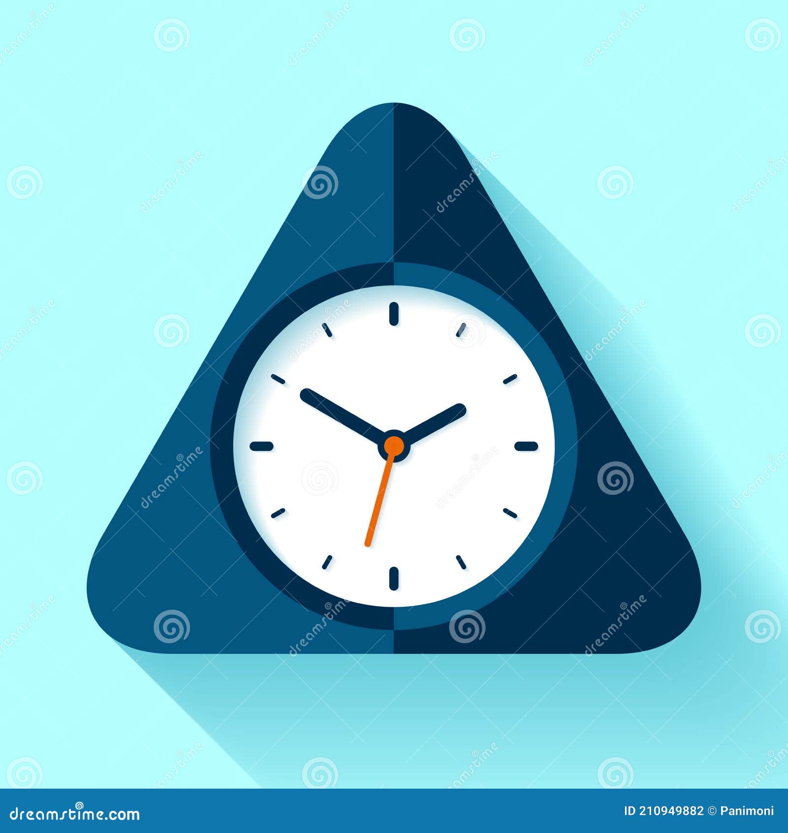 Triangle Clock Icon in Flat Style, Timer on Blue Background. Simple ...