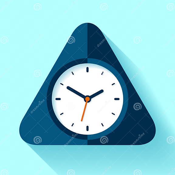 Triangle Clock Icon in Flat Style, Timer on Blue Background. Simple ...