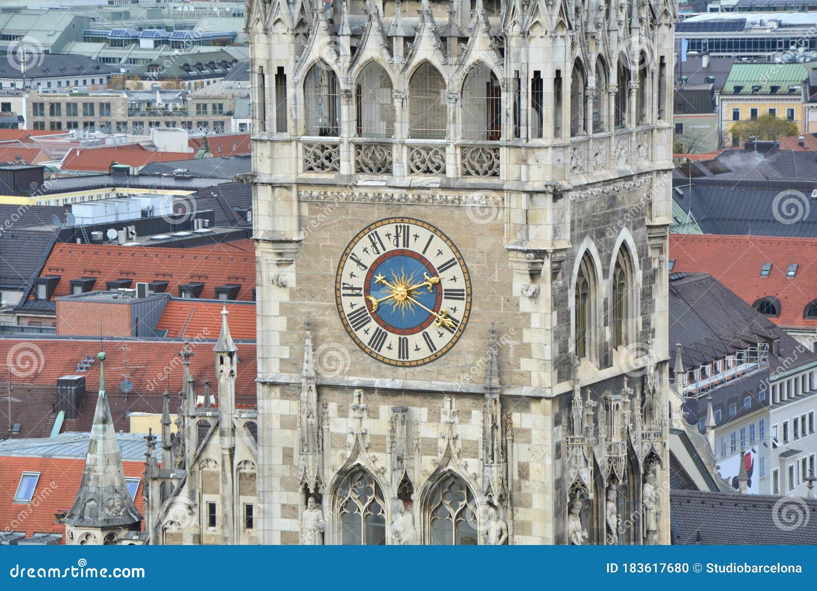 Clock on New Town Halll in Marienplatz, Munich Stock Photo - Image of ...
