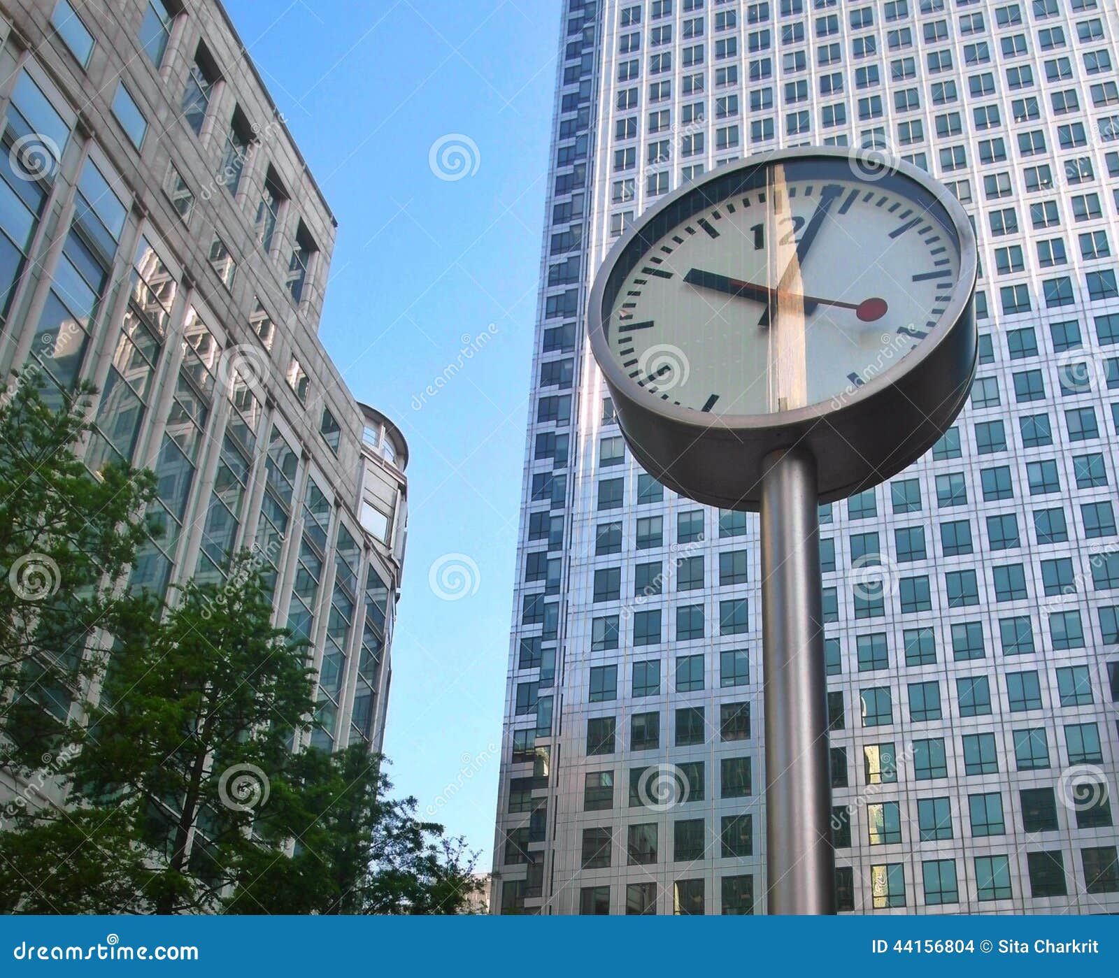 Clock and office building stock photo. Image of money - 44156804