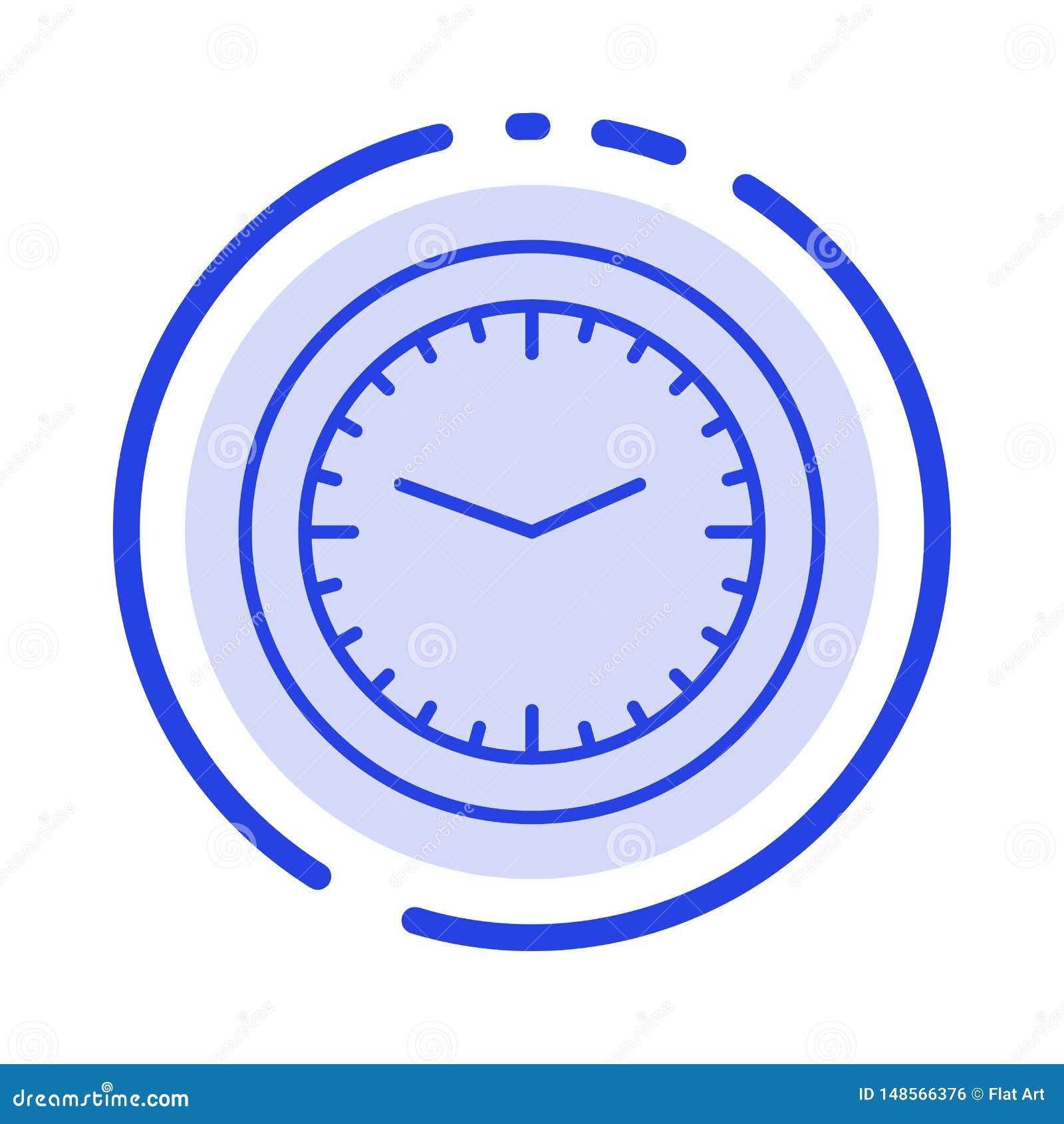 Clock, Office, Time, Wall, Watch Blue Dotted Line Line Icon Stock ...