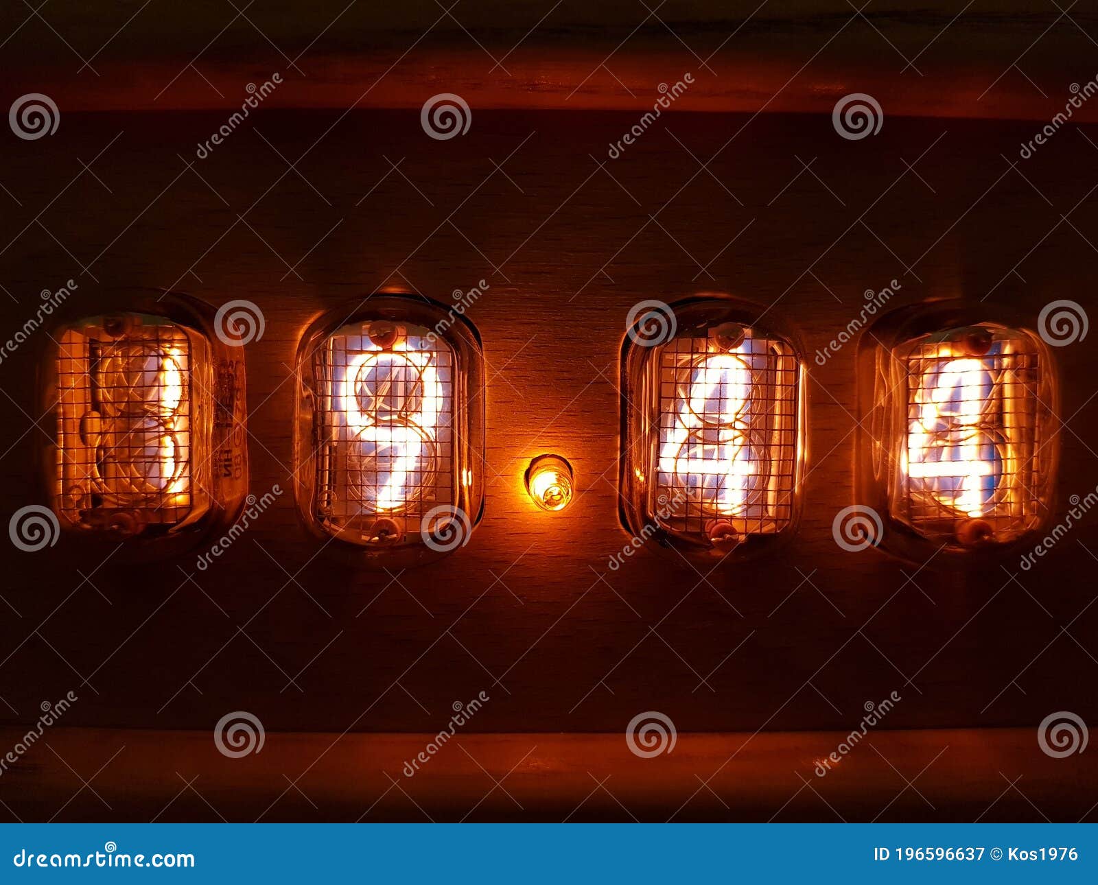 Clock on Vintage Gas-discharge Indicators Stock Image - Image of city ...