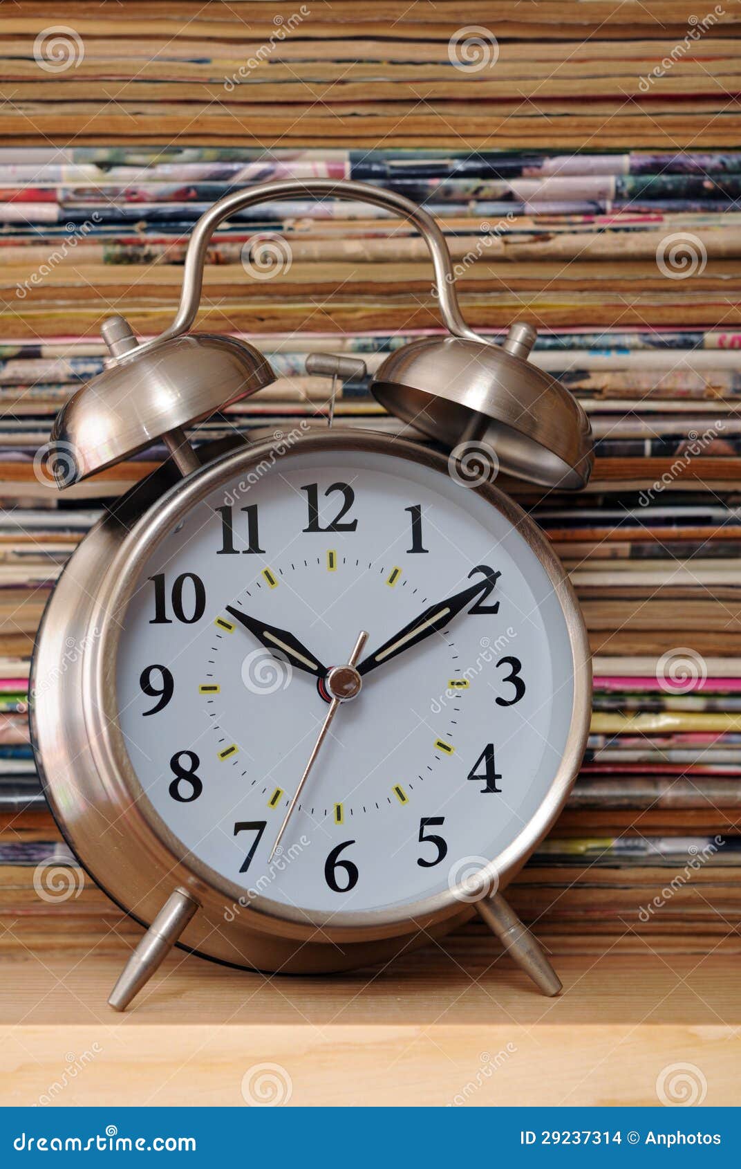 Clock with old magazine stock photo. Image of number - 29237314