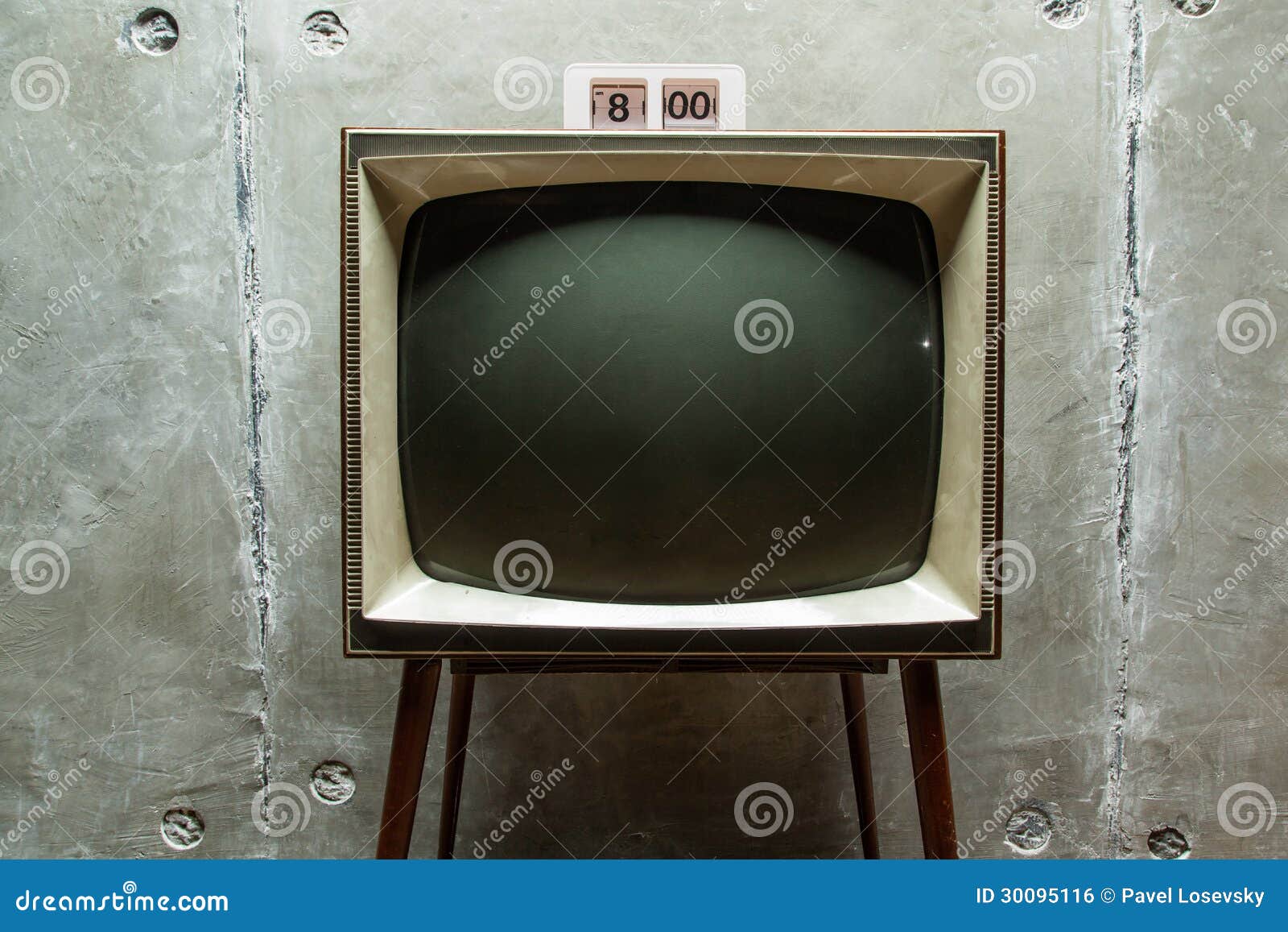Clock on the Old TV Close-up Stock Photo - Image of oldfashioned ...