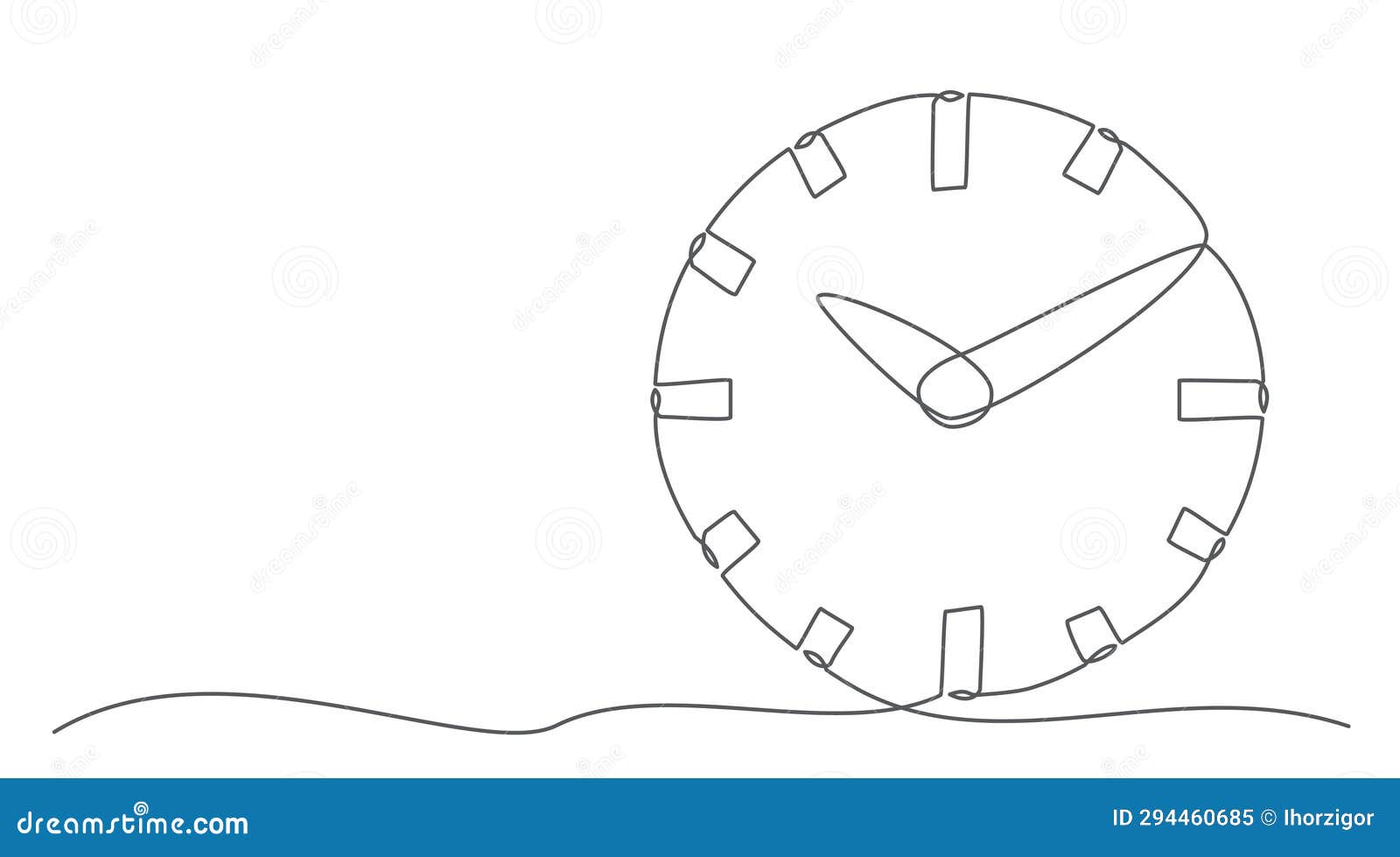 Clock One Line Drawing on White Background Stock Vector - Illustration ...