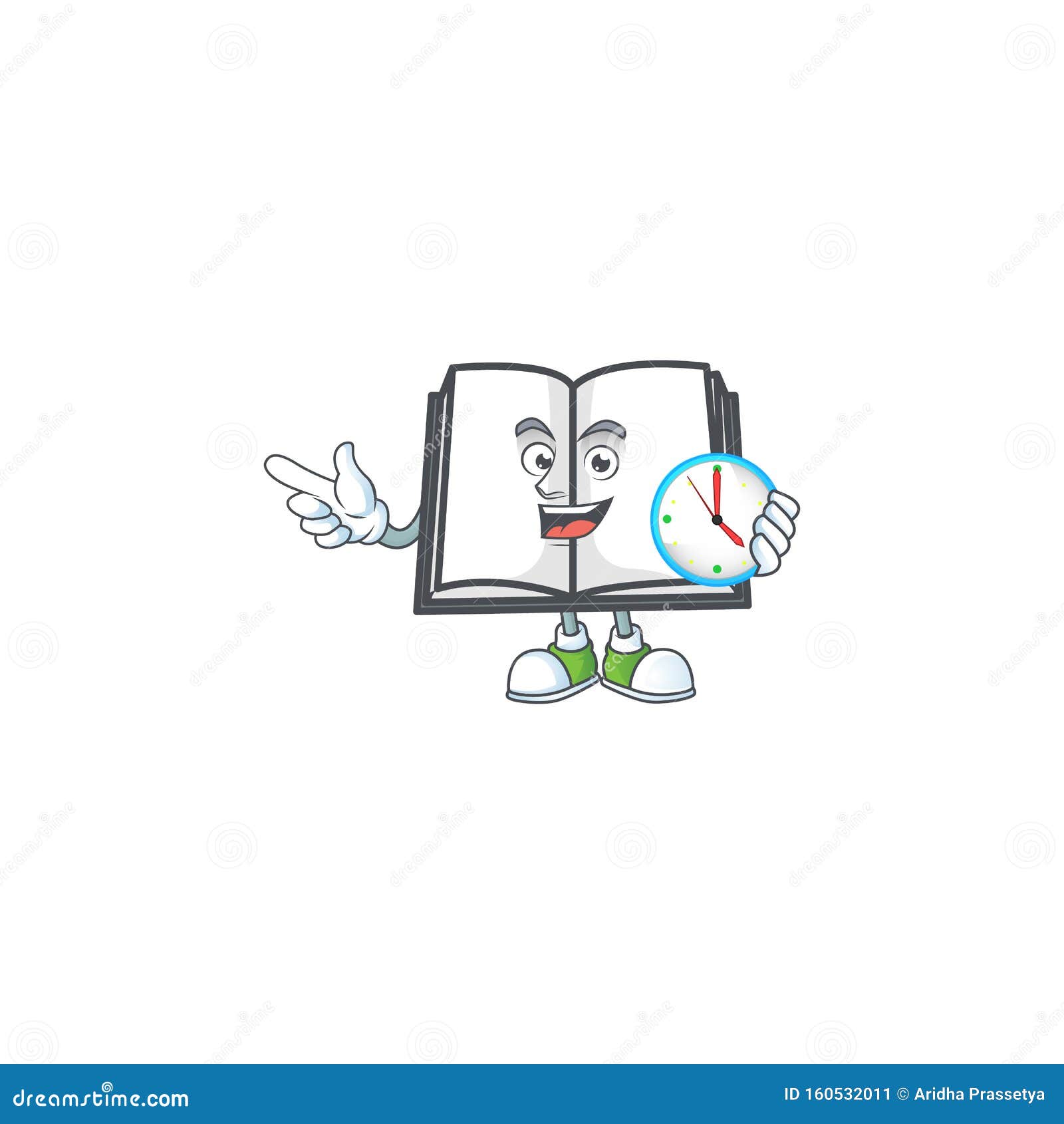 With Clock Open Book with Character Mascot Style Stock Vector ...
