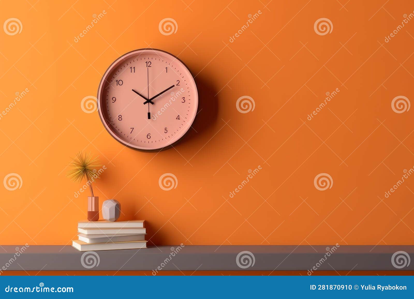 Clock Orange Background. Generate Ai Stock Illustration - Illustration ...