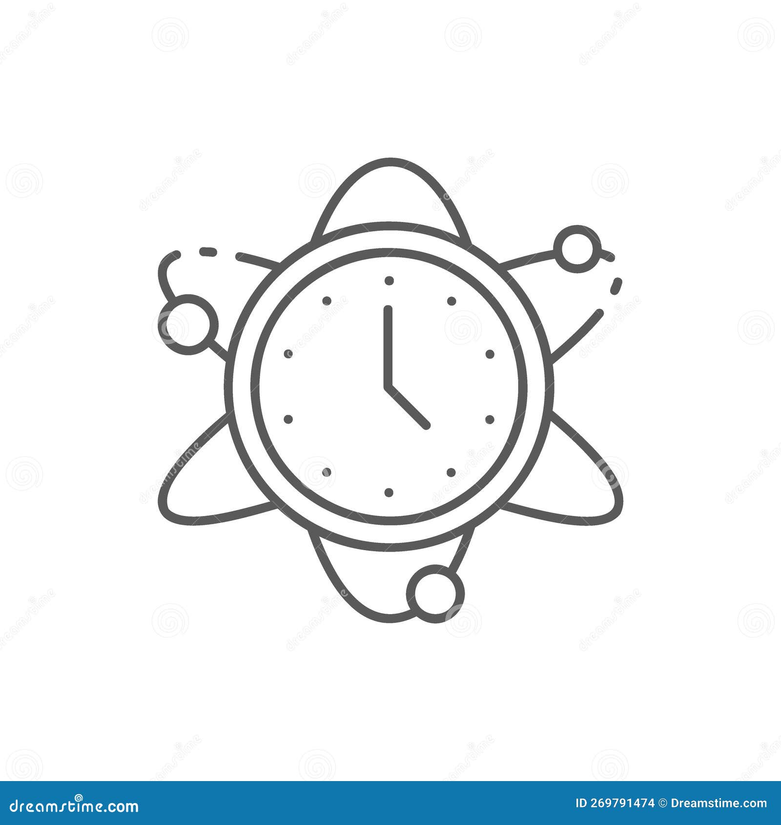 Clock with Orbit, Internet Time, Atom Lineal Icon. Time Management ...