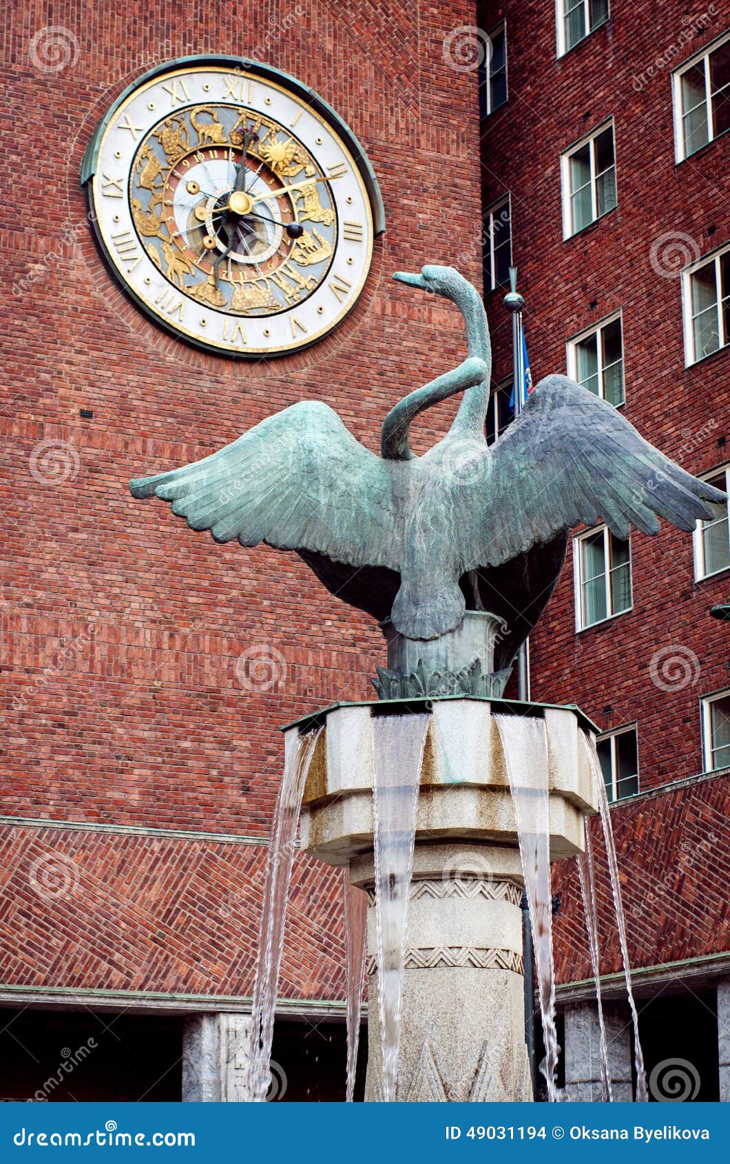Clock of Oslo City Hall , Norway Stock Photo - Image of city, norwegian ...