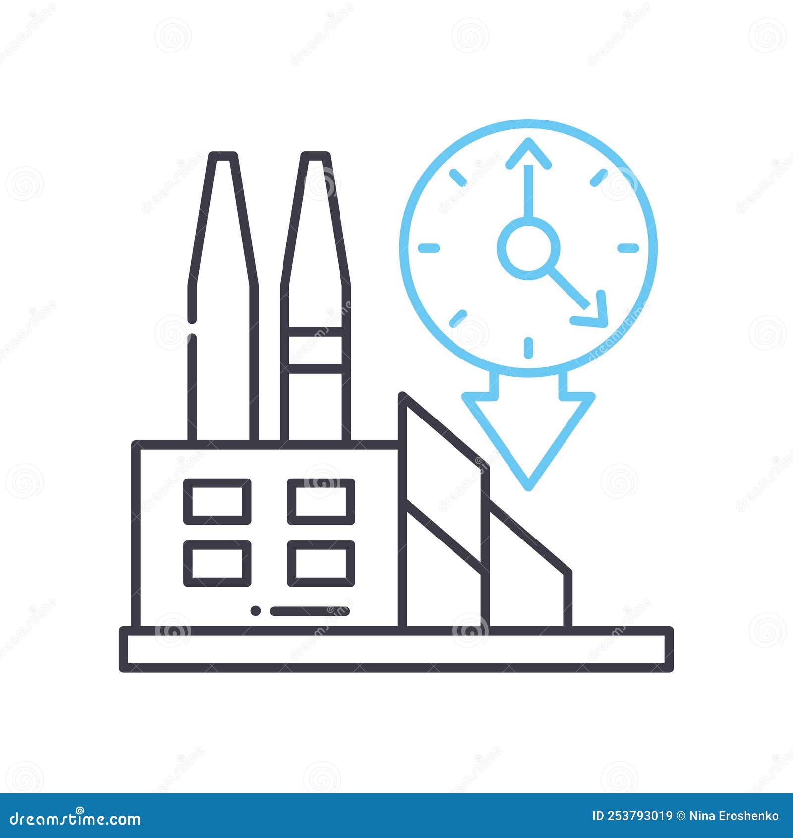 Clock-out Line Icon, Outline Symbol, Vector Illustration, Concept Sign ...
