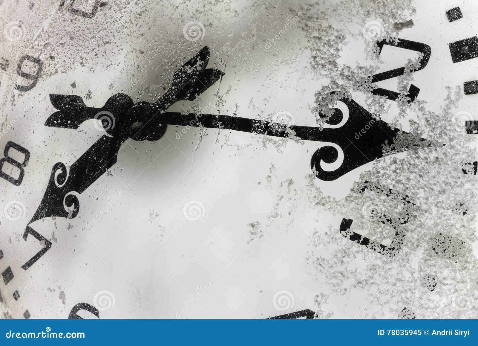 The Clock on Outdoor Covered with Snow Stock Image - Image of frost ...