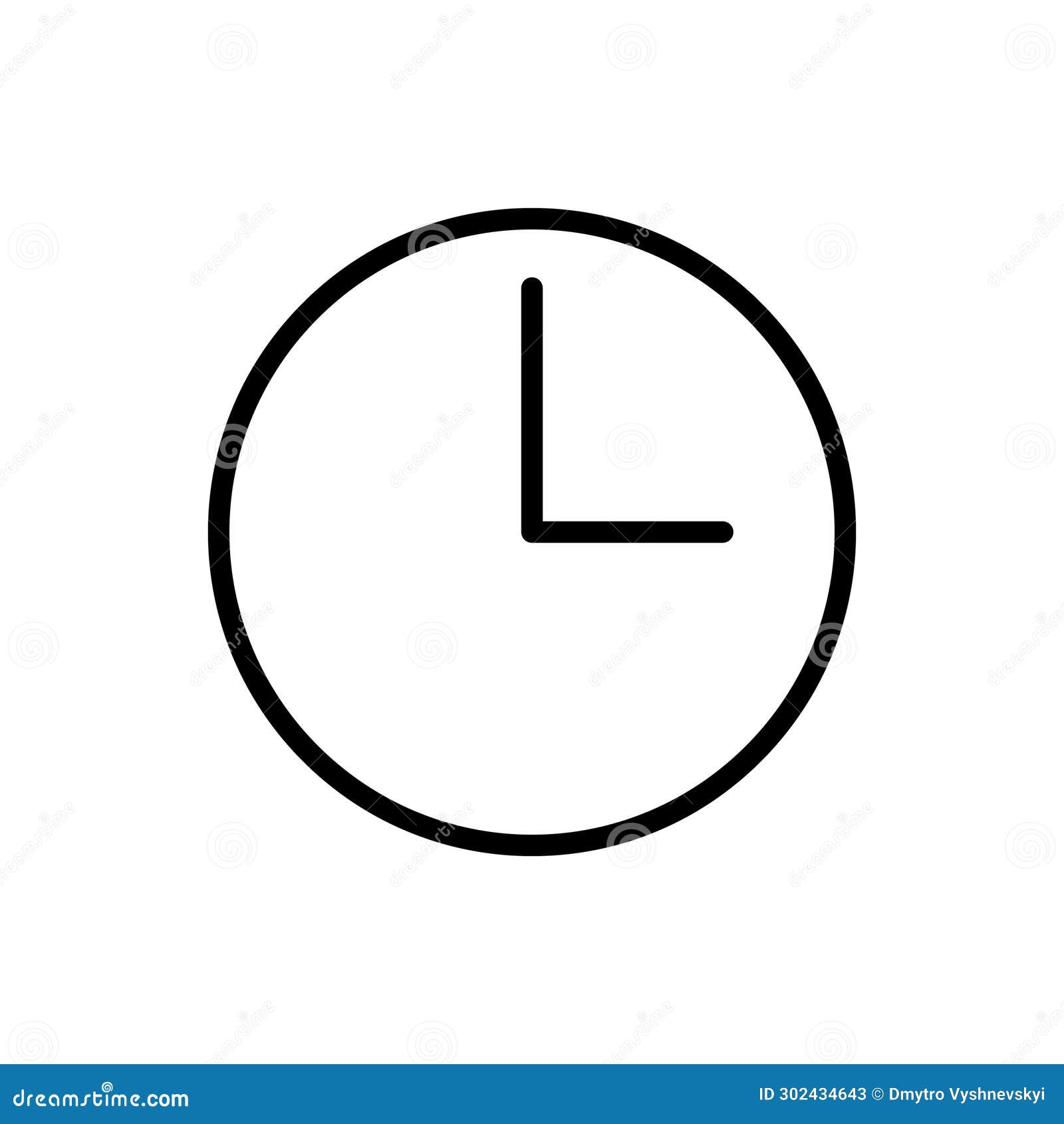 Clock outline vector icon stock vector. Illustration of sign - 302434643