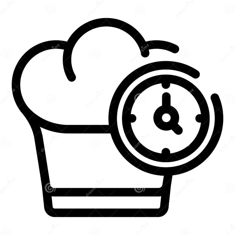 Clock Over Chef Hat Representing Cooking Time Icon Stock Illustration ...