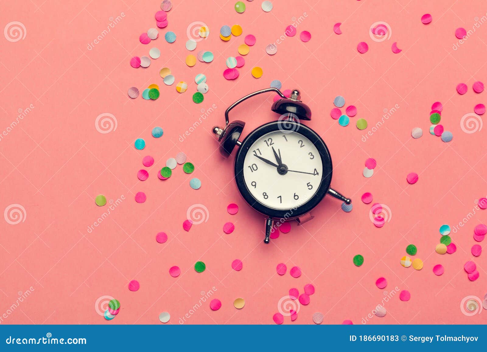 Clock and Party Decorations. Close Up. Creative Photo. Stock Image ...