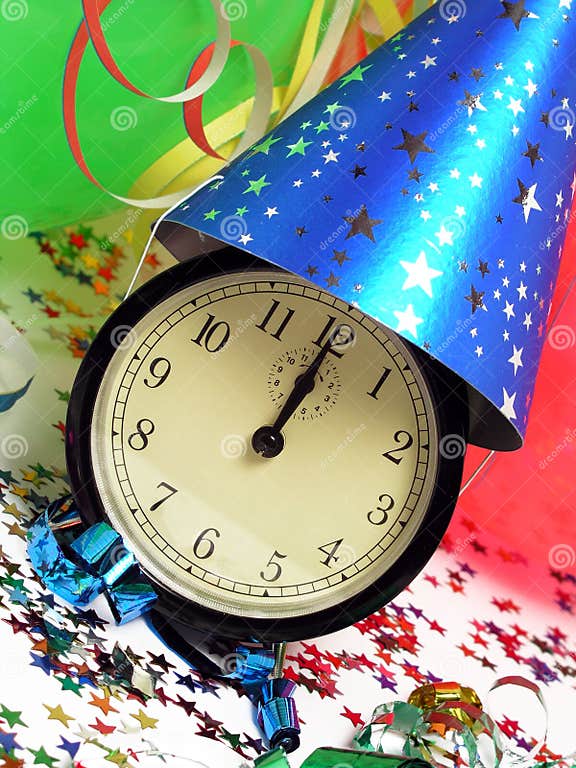 Clock in Party Hat stock image. Image of festive, happy - 249673