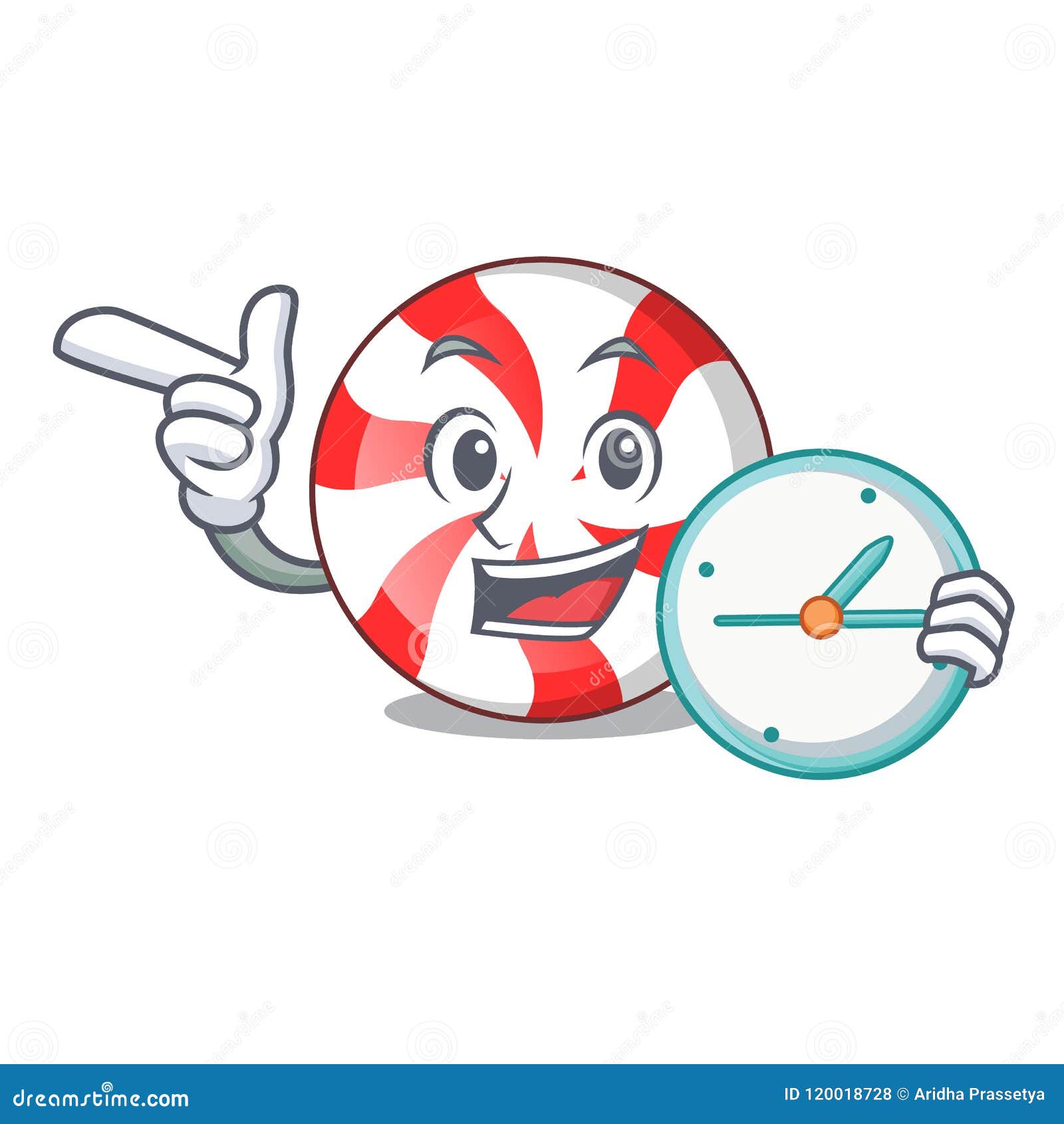 With Clock Peppermint Candy Character Cartoon Stock Vector ...