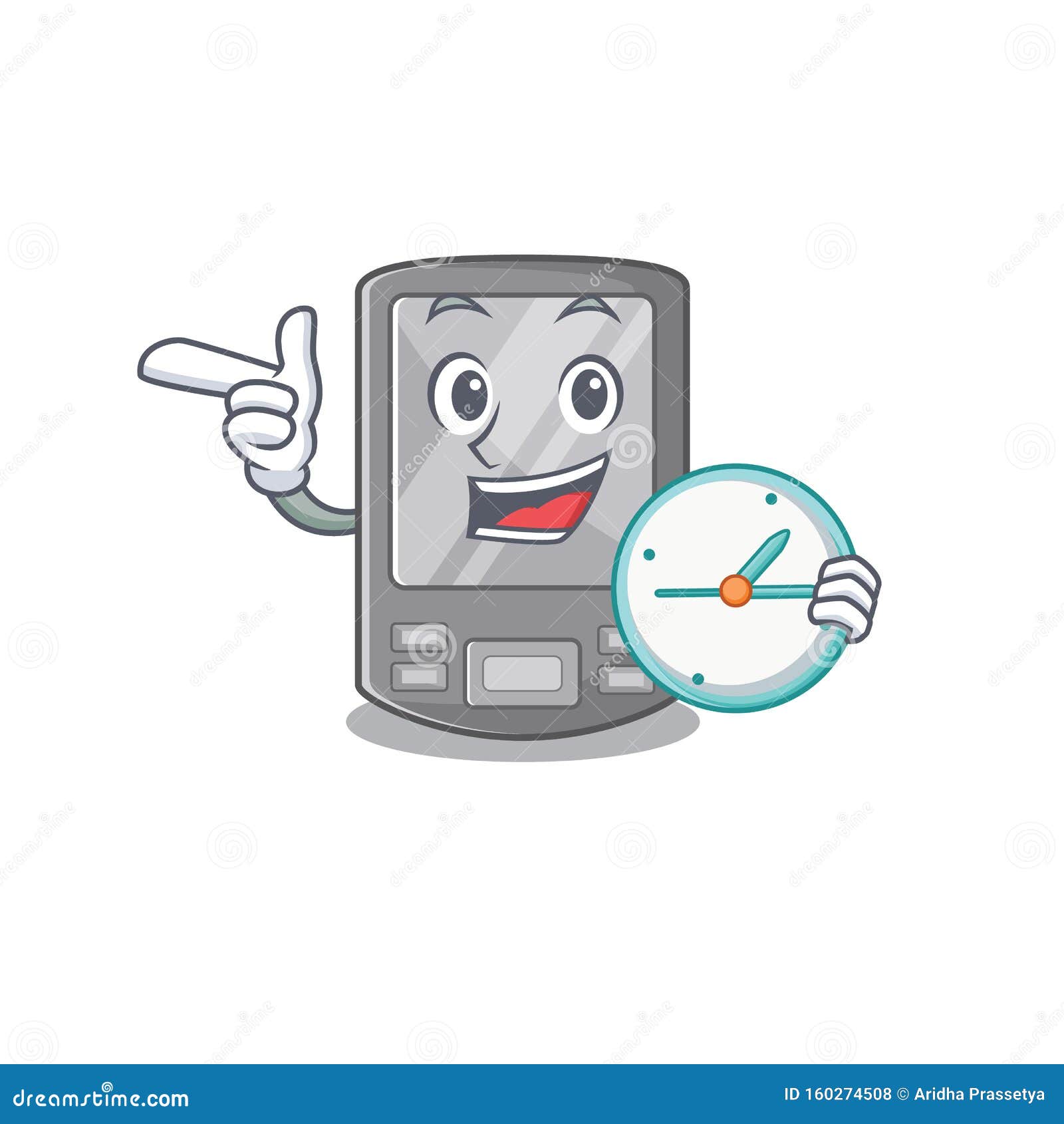 With Clock Personal Digital Assistant Isolated the Cartoon Stock Vector ...