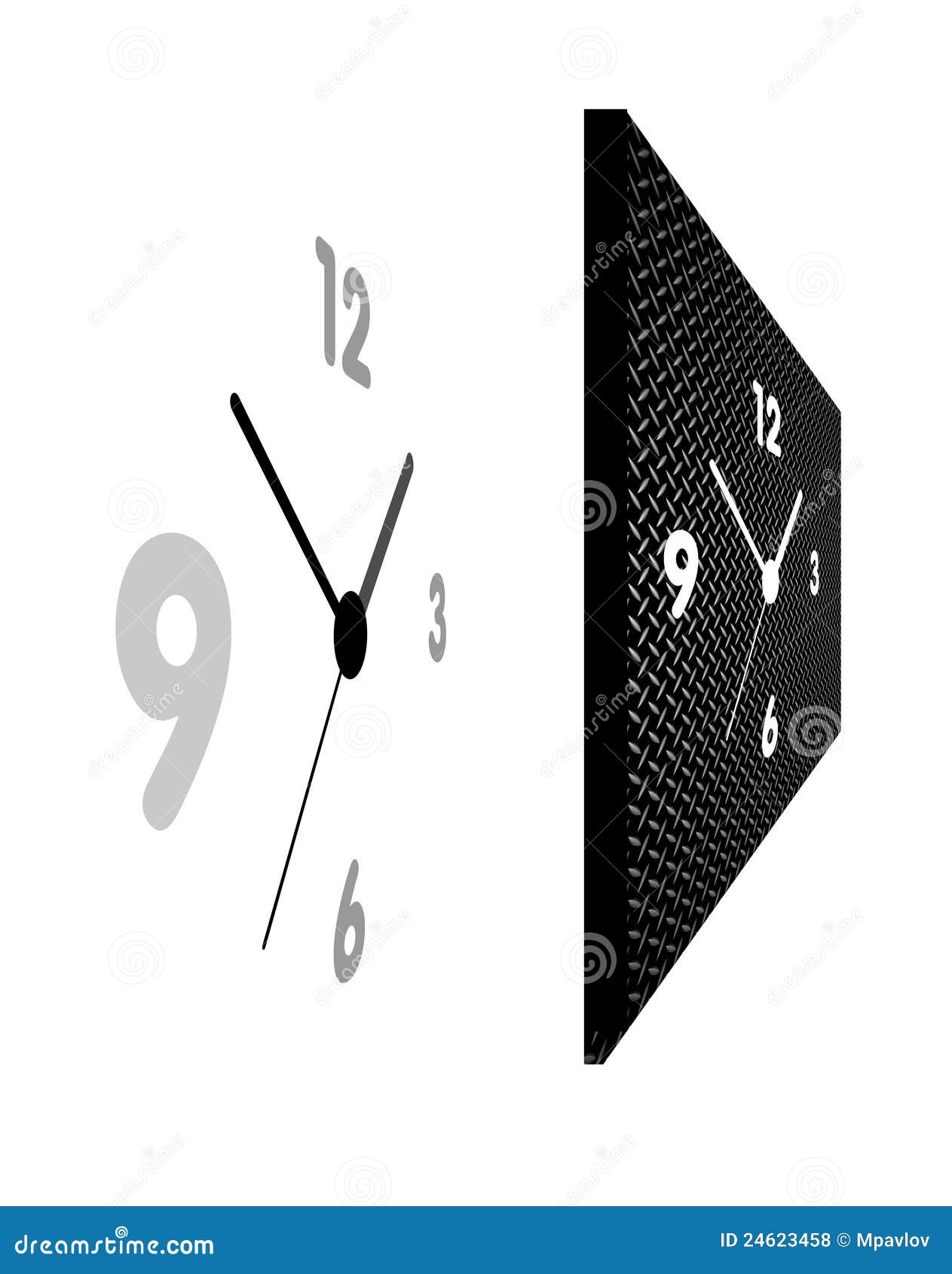 Clock in perspective view stock vector. Illustration of superannuation ...