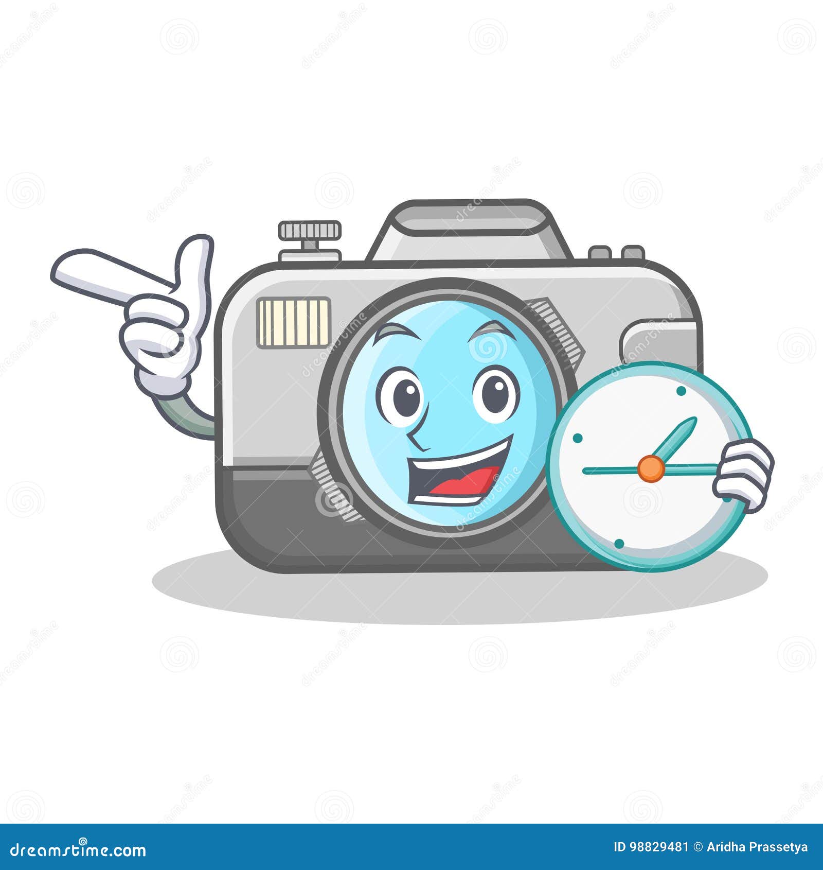 With Clock Photo Camera Character Cartoon Stock Vector - Illustration ...