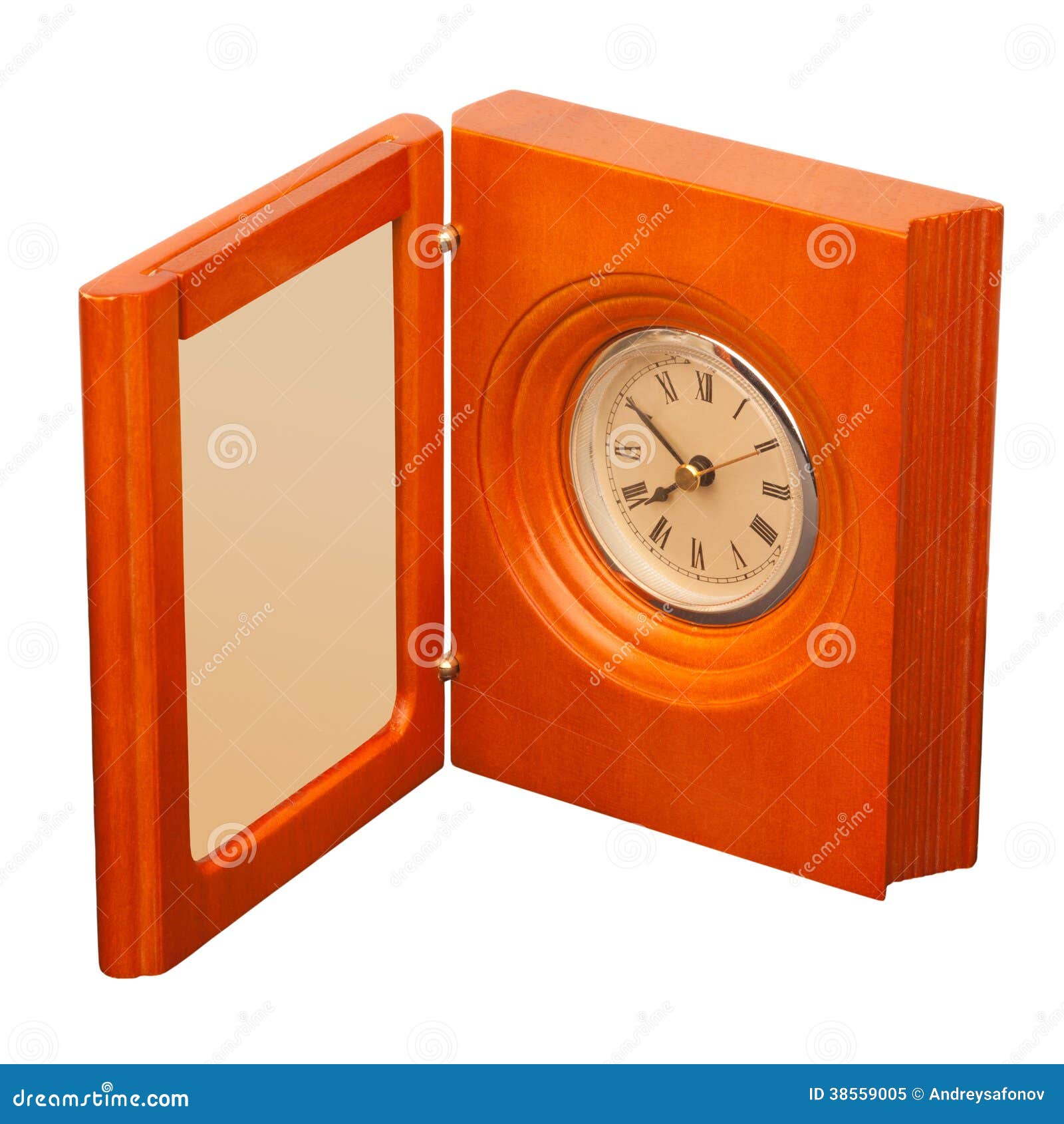 Clock with Photo Frame Isolated on White Stock Image - Image of ...