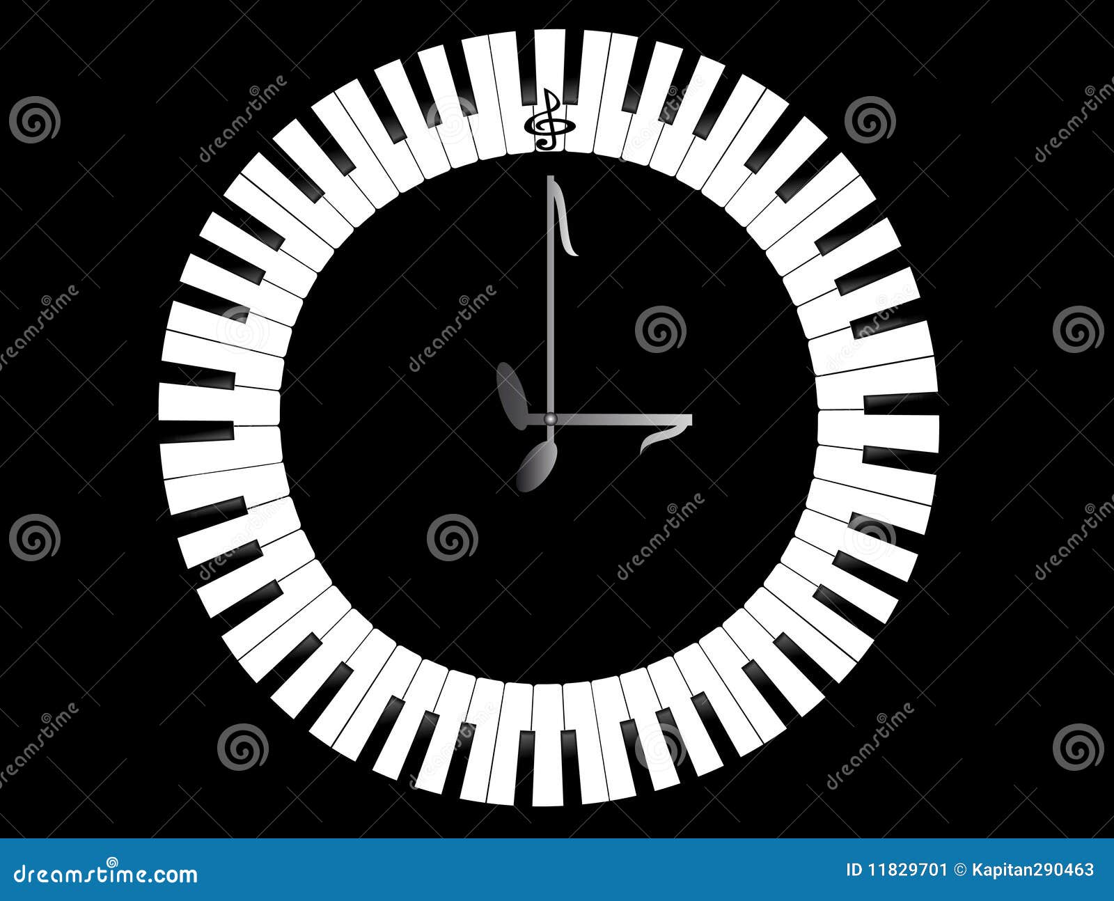 Clock-Piano stock vector. Illustration of second, background - 11829701