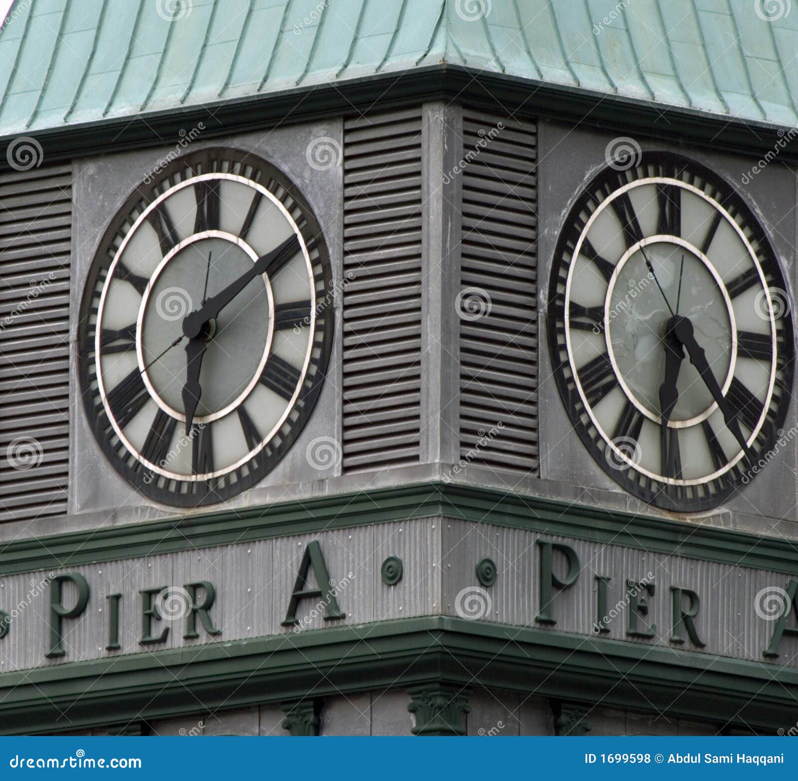 Clock on Pier a Tower, Battery Park, New York City Stock Photo - Image ...