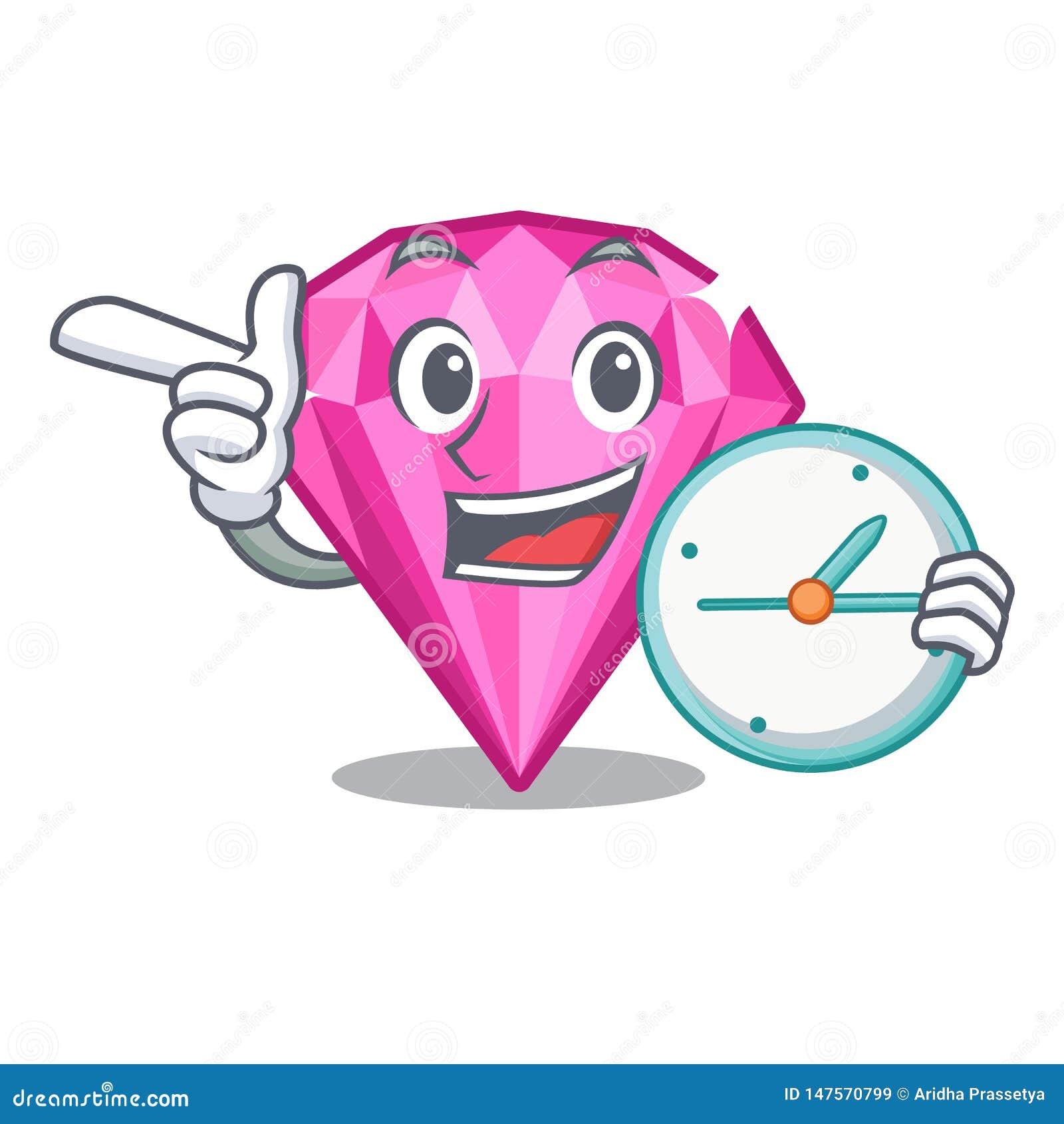 With Clock Pink Diamond Isolated with the Cartoon Stock Vector ...