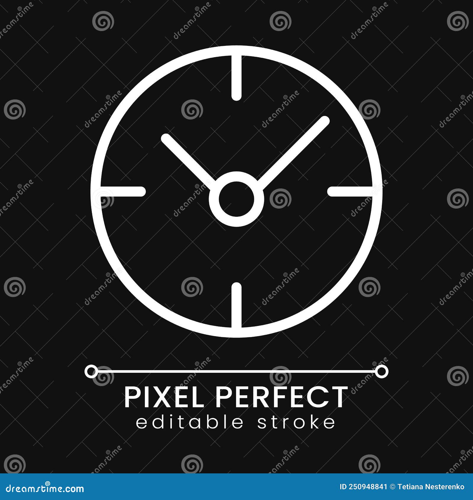 Clock Pixel Perfect White Linear Icon for Dark Theme Stock Vector ...