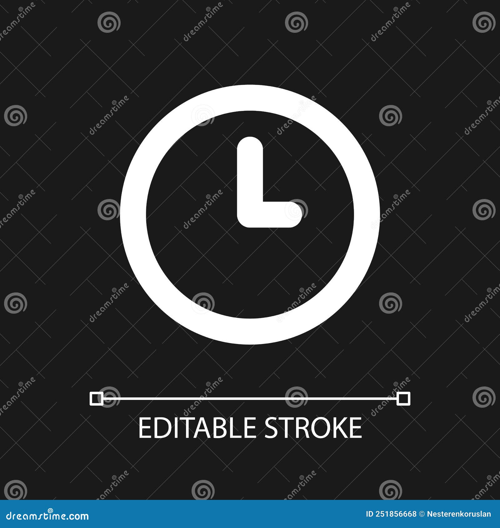 Clock Pixel Perfect White Linear Ui Icon for Dark Theme Stock Vector ...