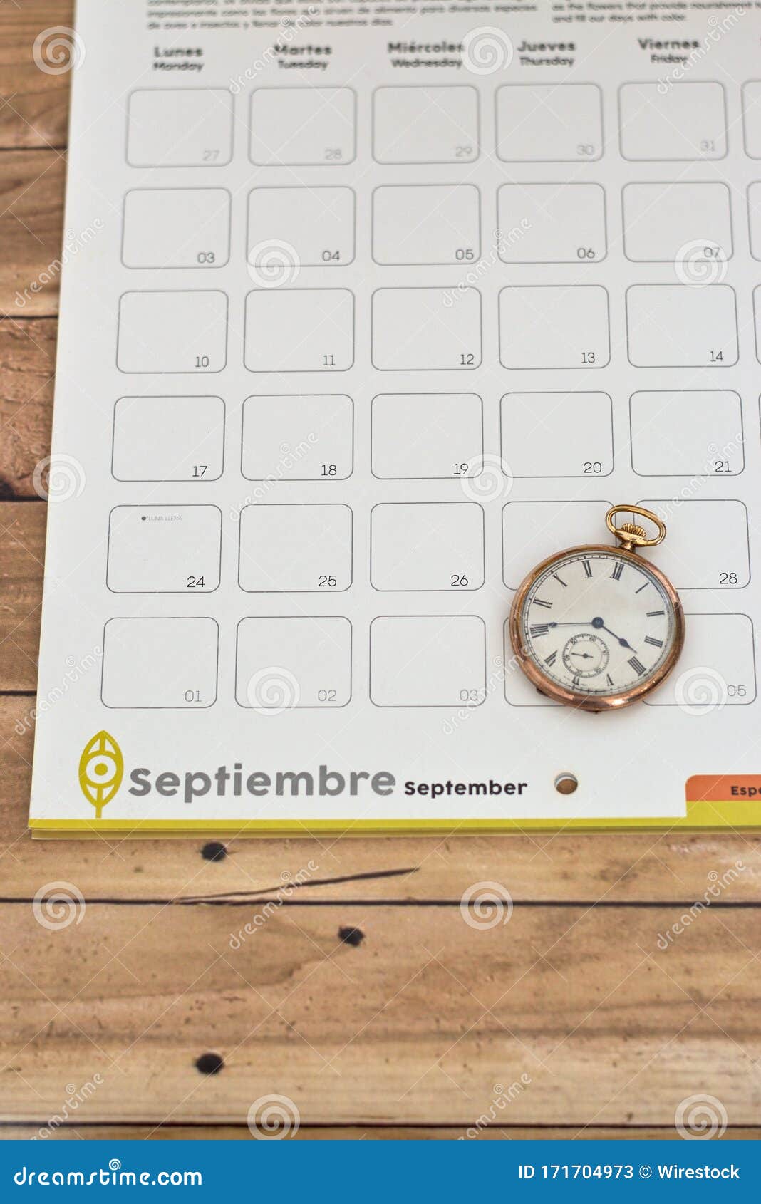 Clock on a Planner on a Wooden Table - Time Management Concept Stock ...