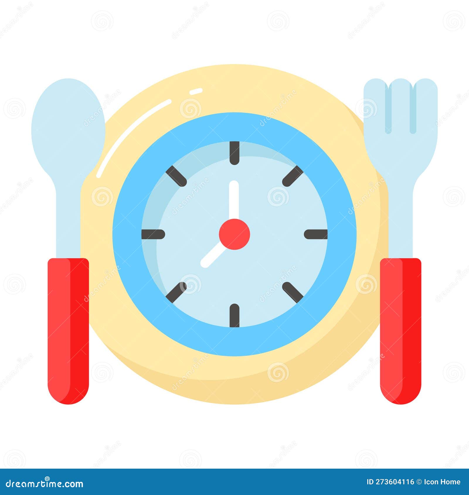 Clock on Plate with Spoon and Fork Denoting Concept Vector of Fasting ...