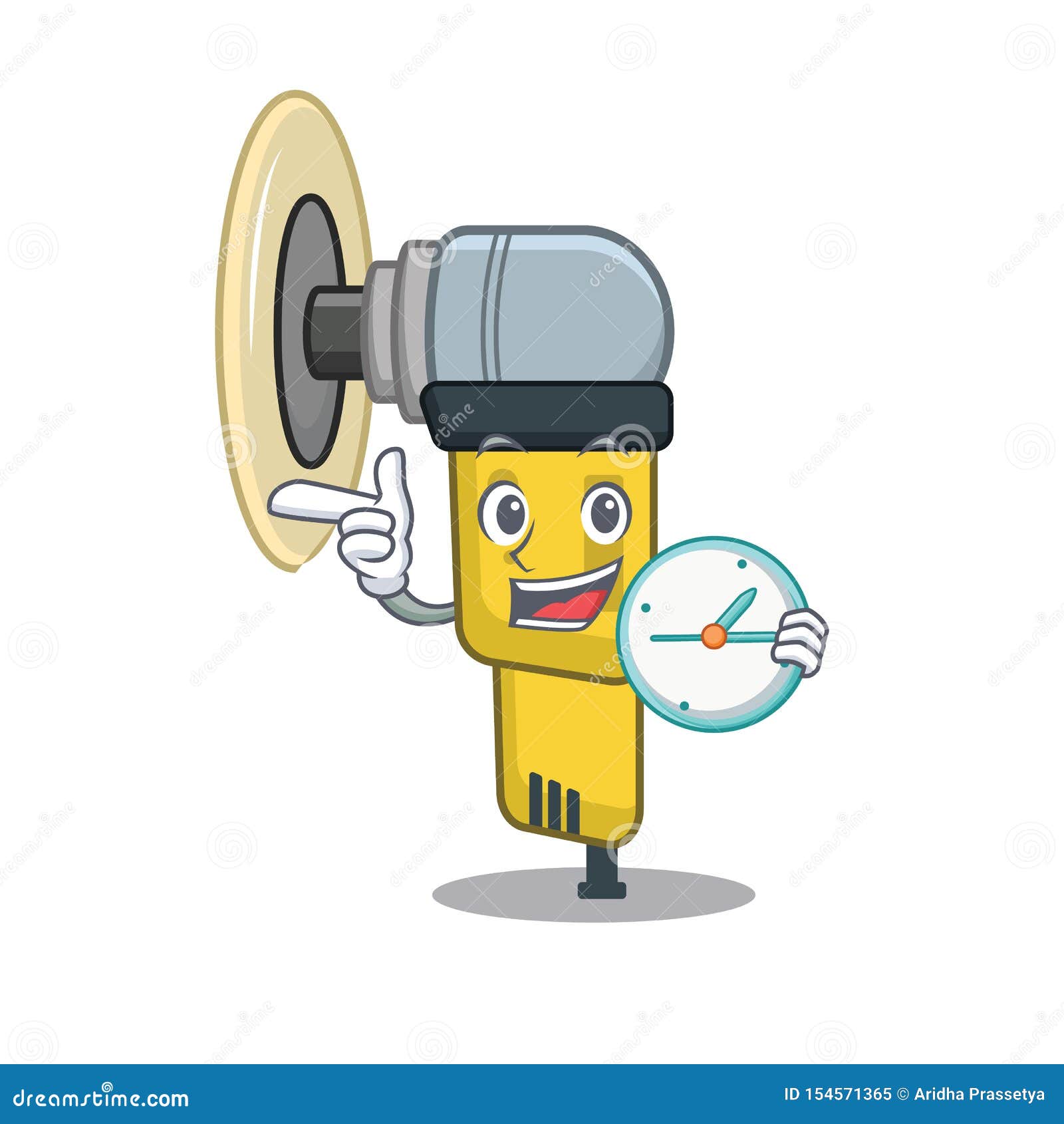 With Clock Pneumatic Sander in a Cartoon Drawer Stock Vector ...