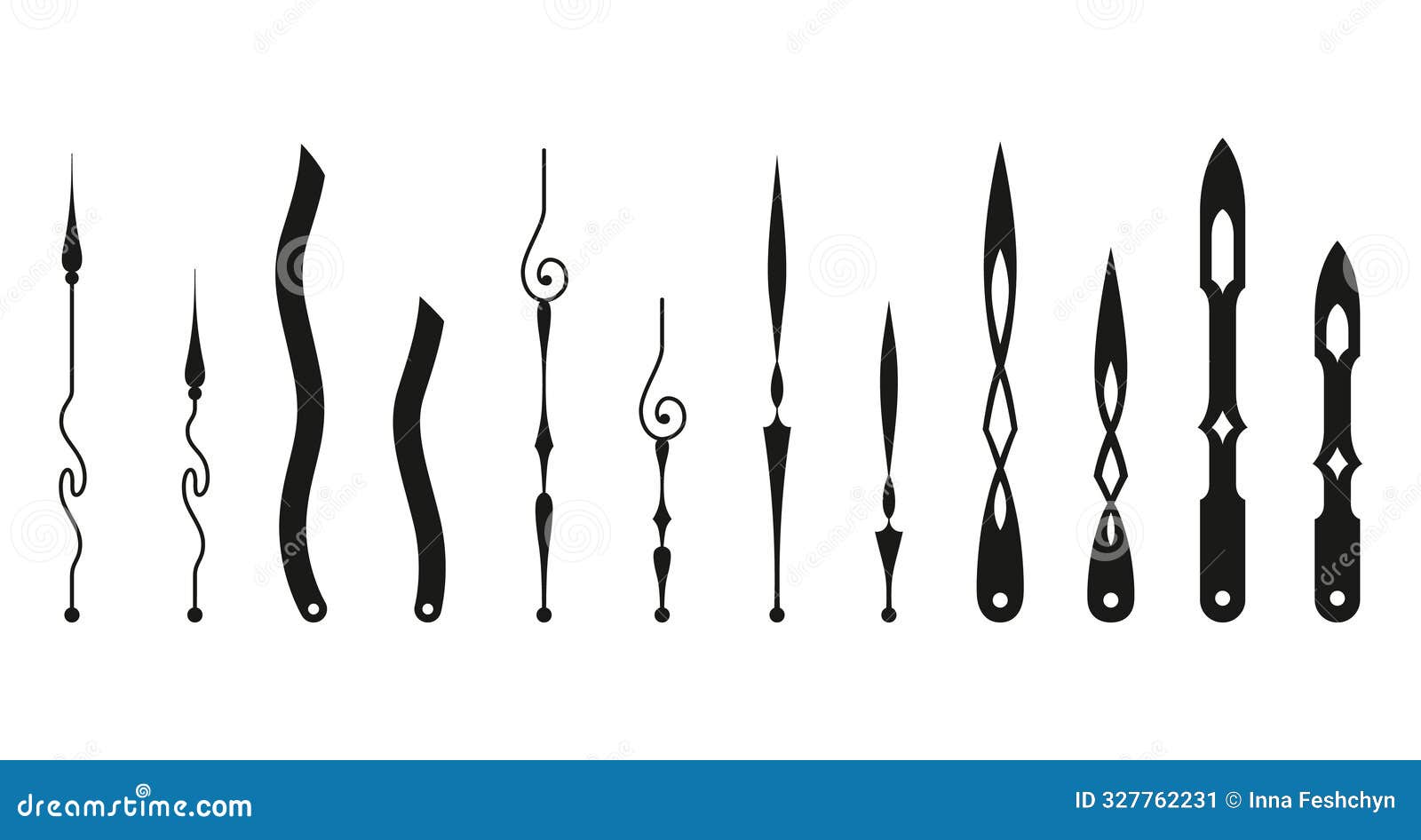 Clock Pointer Arrow. Black Silhouette Chronometer Element. Clock Arm ...