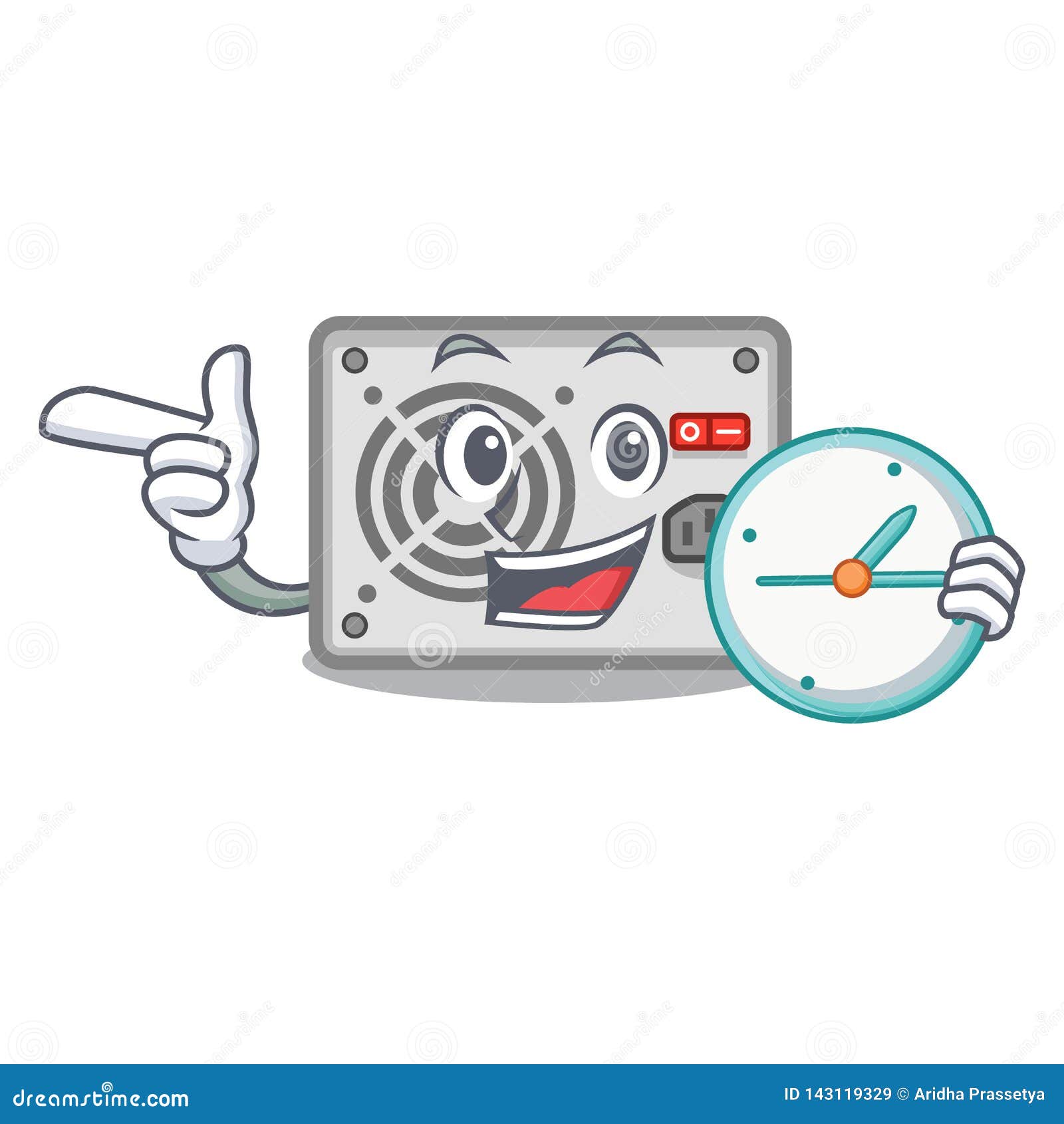 With Clock Power Supply in the Shape Characters Stock Vector ...