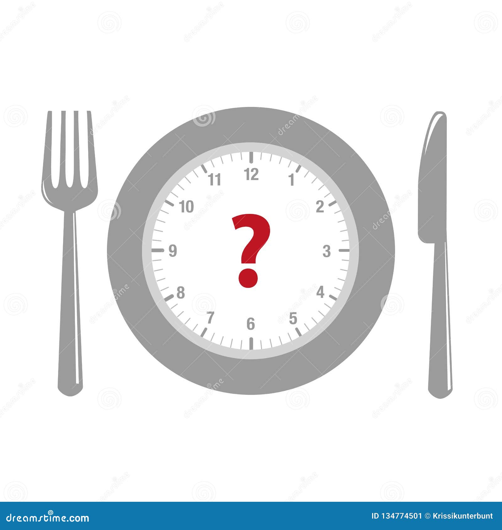 Clock and Question Mark in a Plate with Cutlery Stock Vector ...