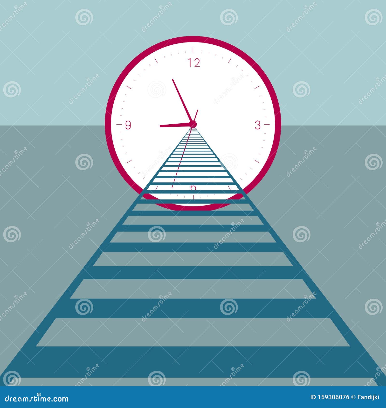 Clock and railroad tracks. stock vector. Illustration of cycle - 159306076
