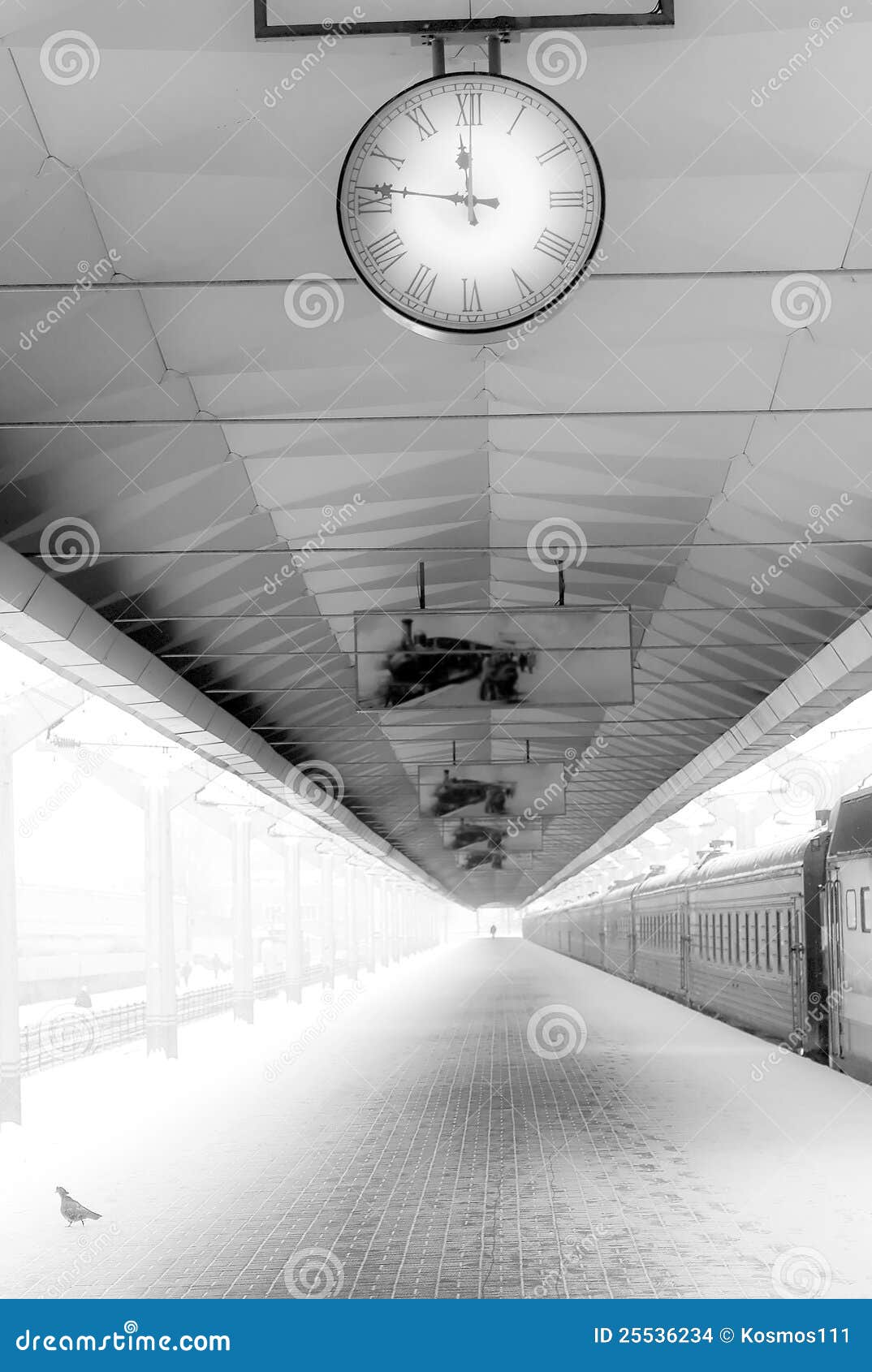 Clock on the Railway Platform Stock Photo - Image of architecture ...