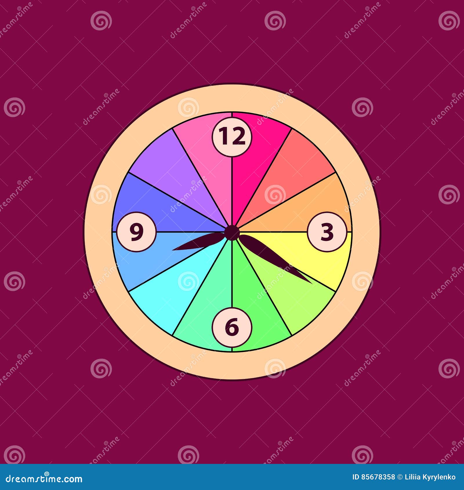 Clock rainbow watch sector stock vector. Illustration of graphic - 85678358