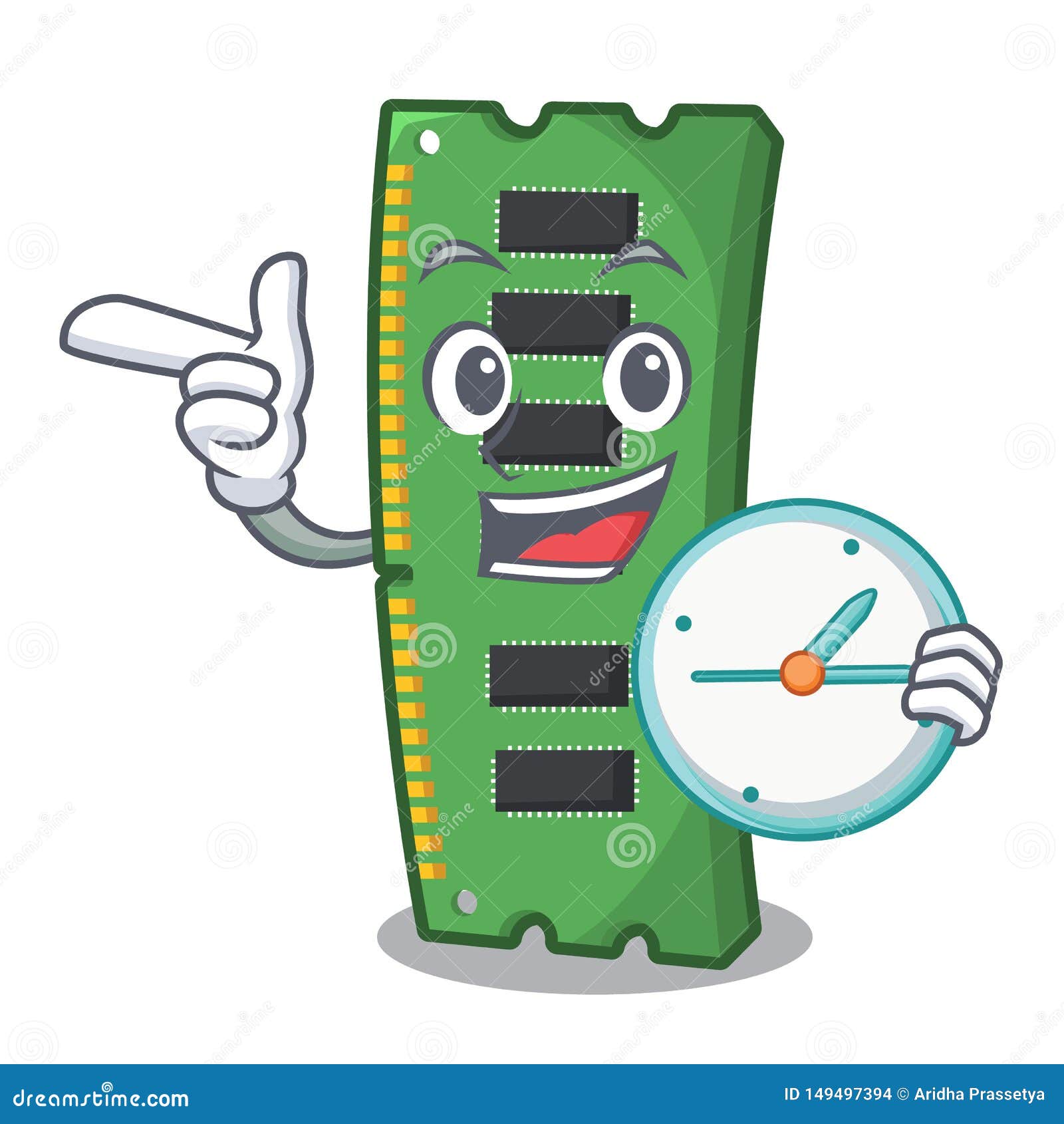 With Clock RAM Memory Card the Mascot Shape Stock Vector - Illustration ...