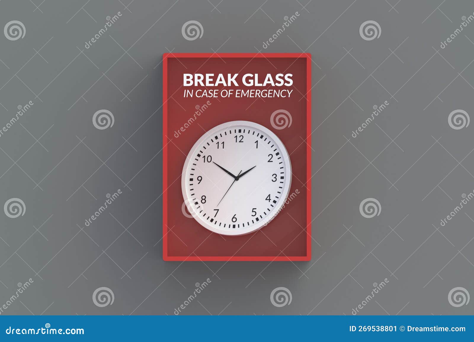 Clock in Red Emergency Box on Gray Wall Stock Illustration ...