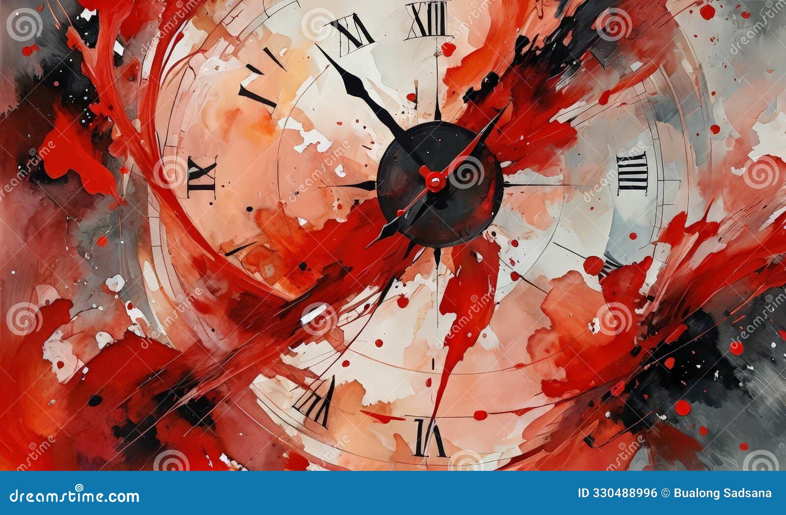Clock with Red Paint Splat on it Stock Illustration - Illustration of ...