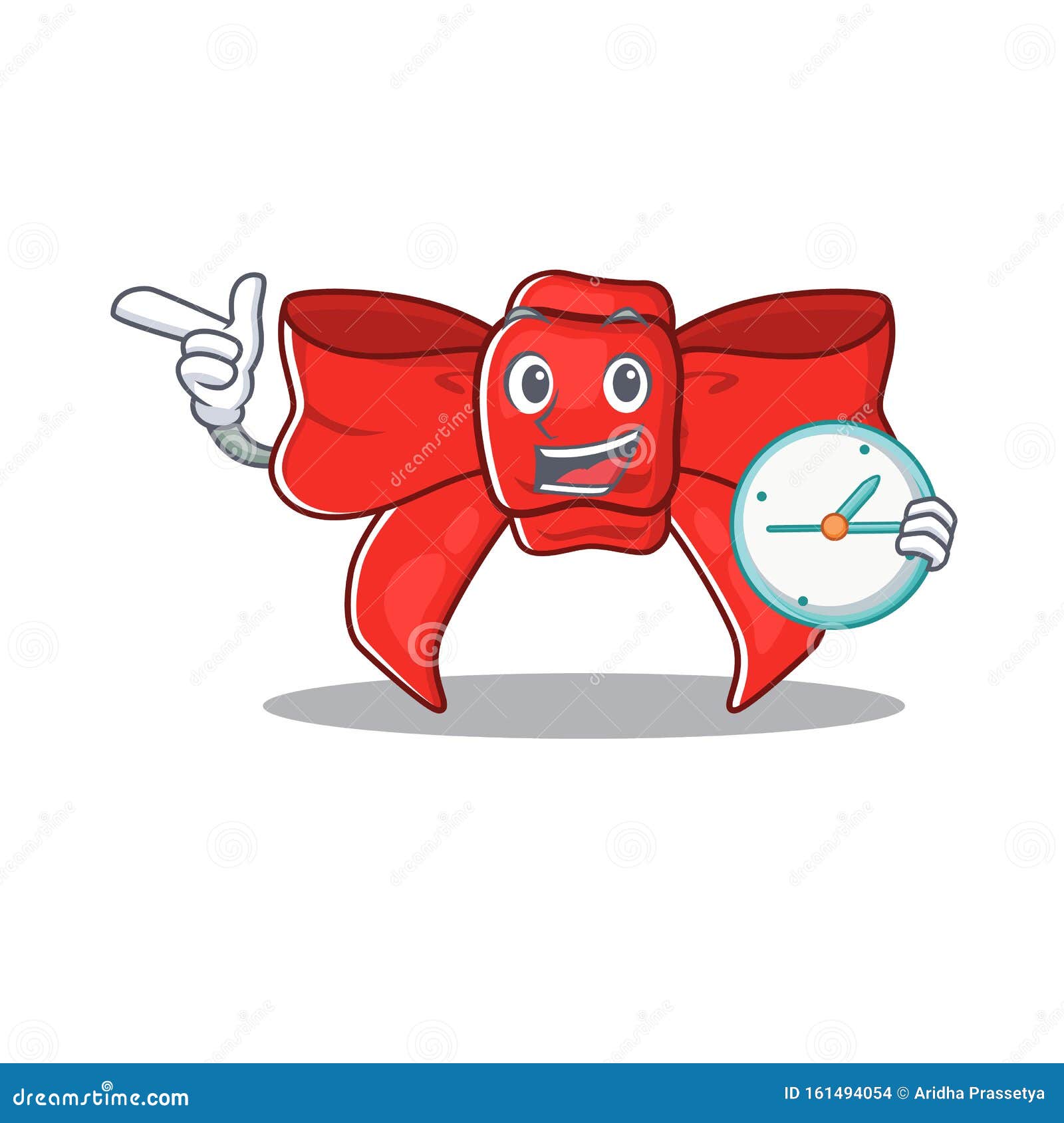 With Clock Red Ribbon Bow Isolated the Character Stock Vector ...