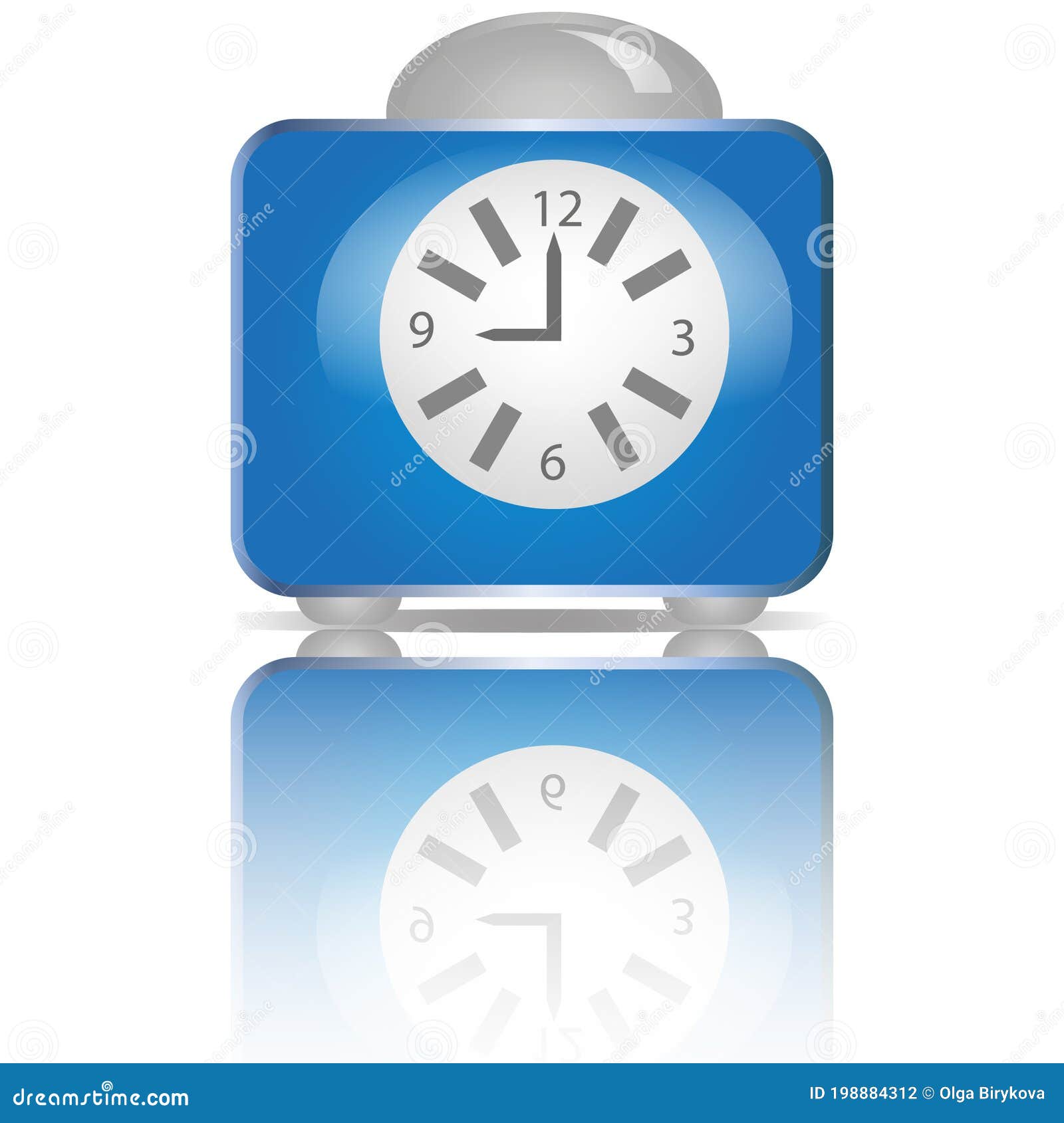 Clock with reflection stock illustration. Illustration of dial - 198884312
