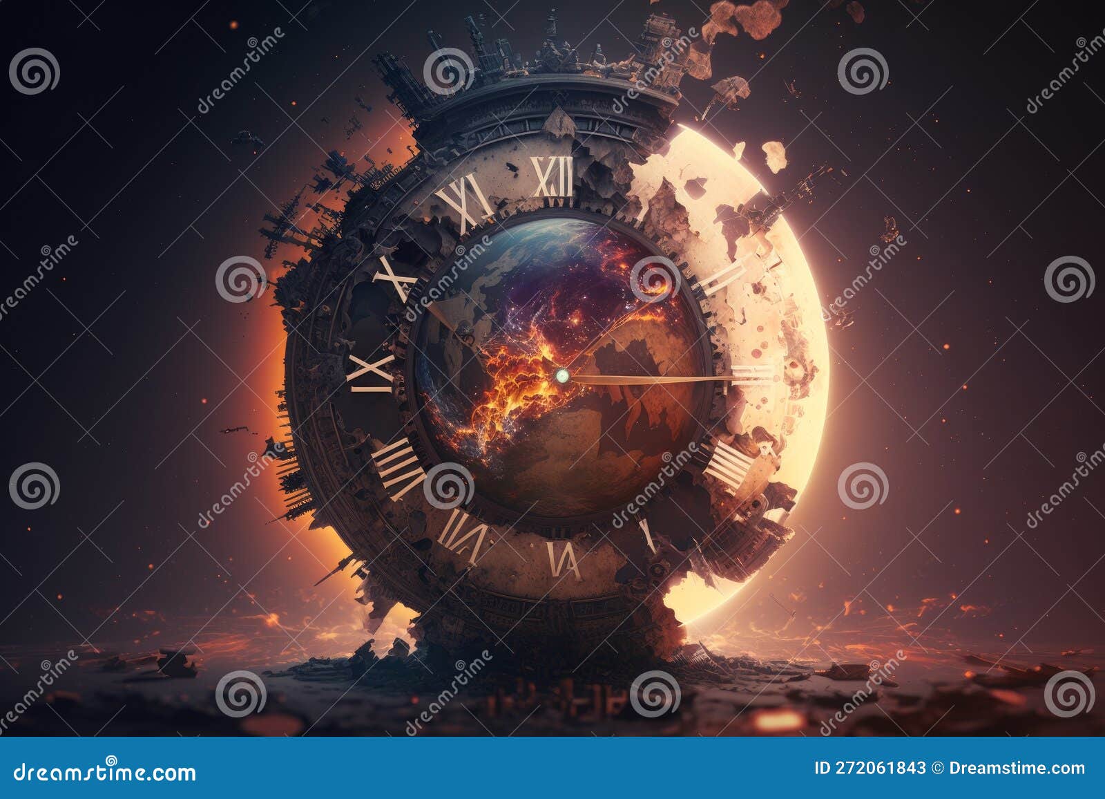 Clock Representing the End of the World, Time is Passing. Generative AI ...